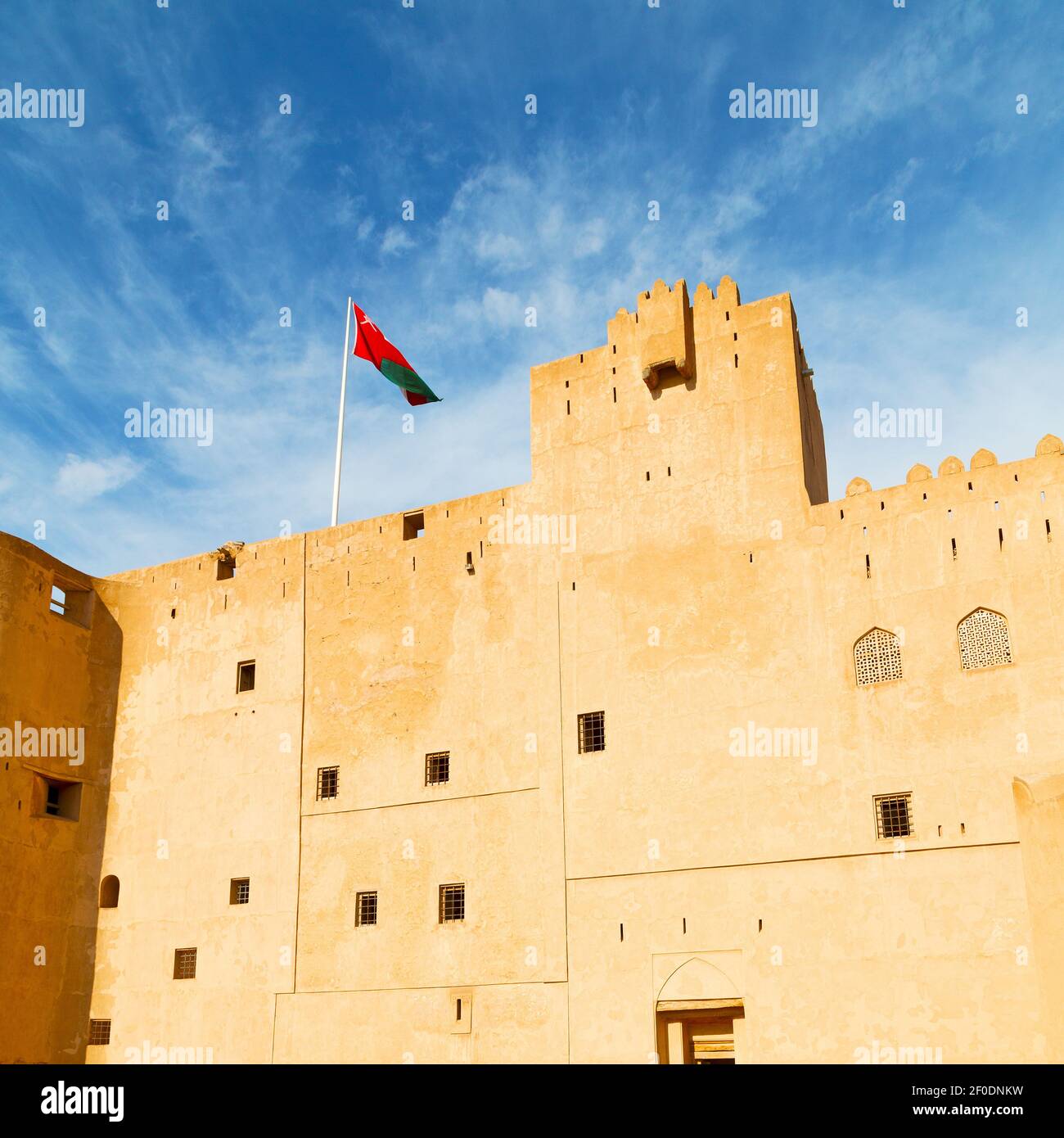 In oman muscat the old defensive fort battlesment sky and star brick ...