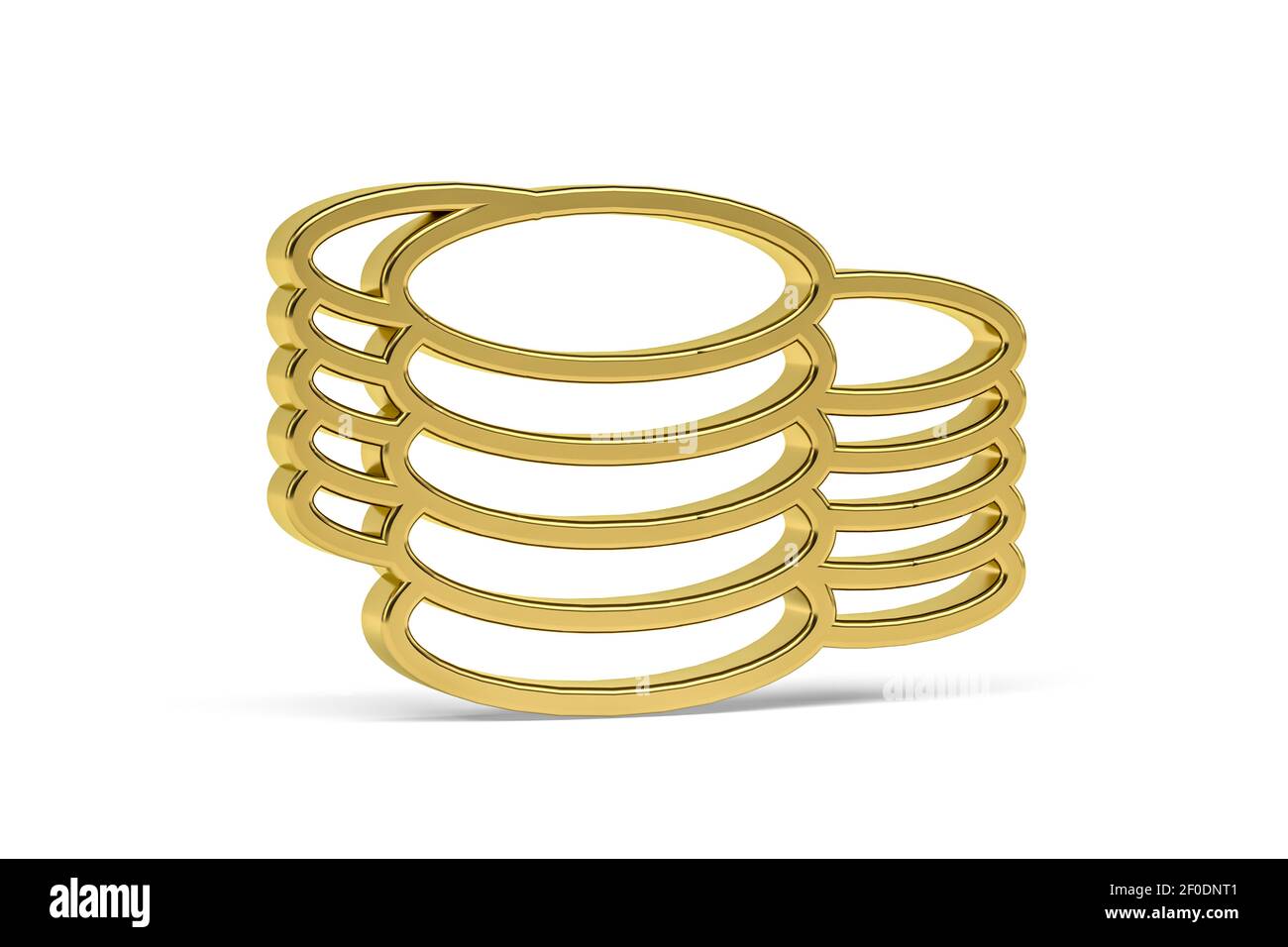 Golden 3d database icon isolated on white background - 3D render Stock ...
