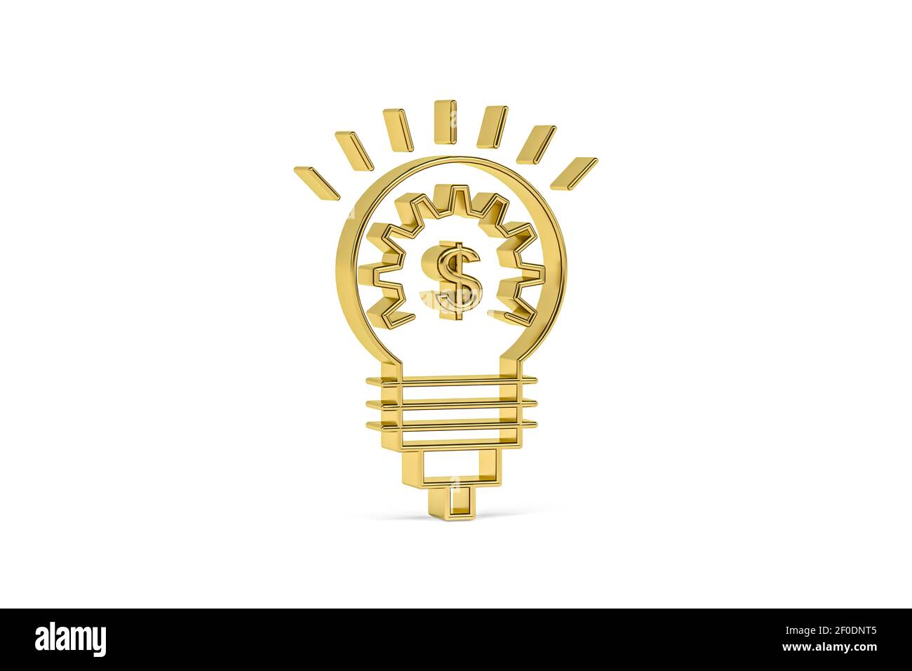 Golden 3d idea icon isolated on white background - 3D render Stock ...