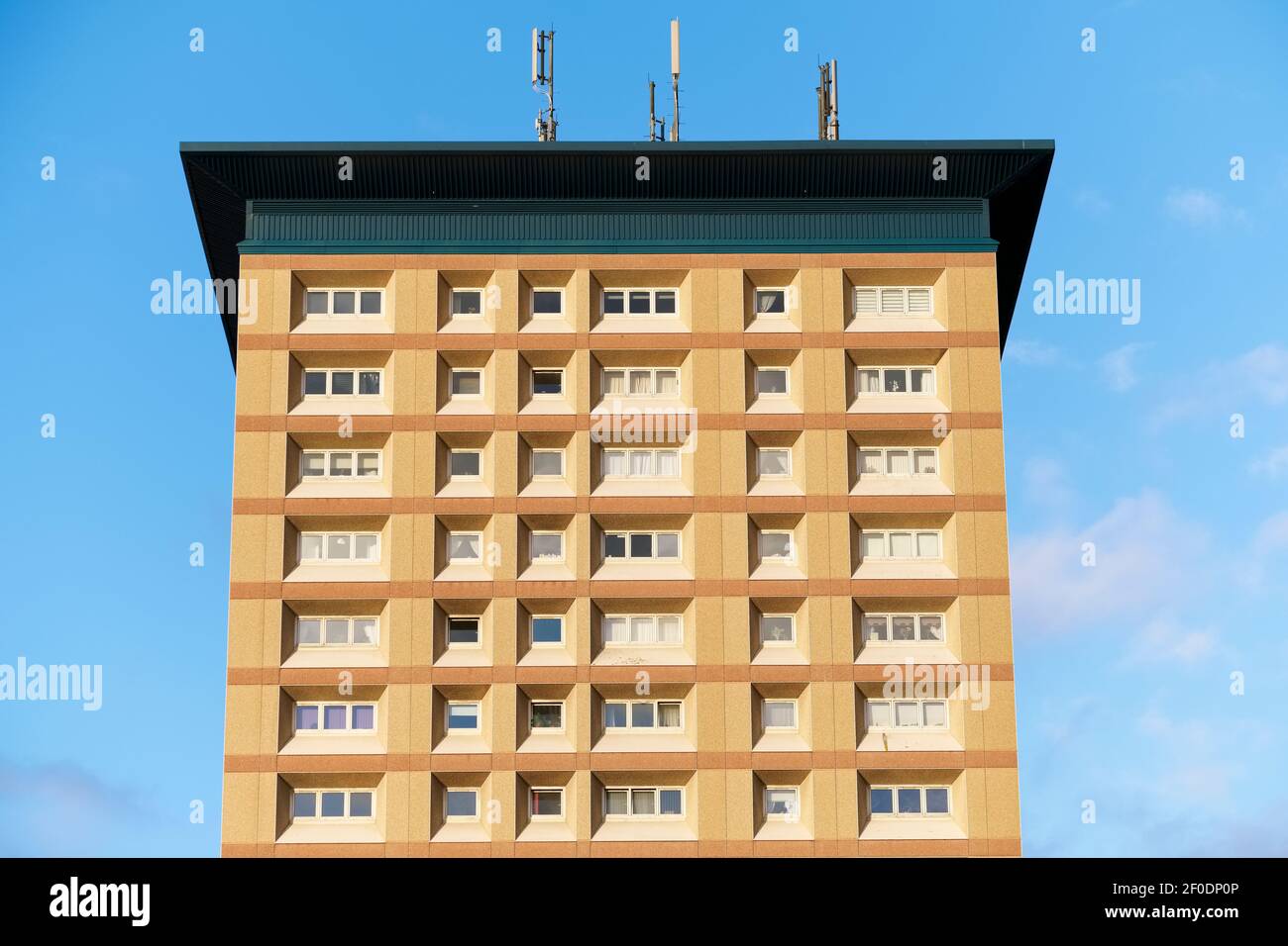 High rise council flat in deprived poor housing estate in Cardonald ...