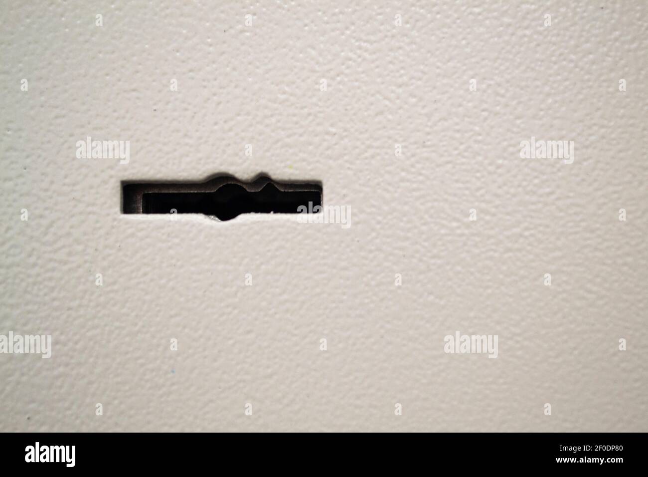 Armored front door, security lock for key. Safe keyhole closeup Stock ...