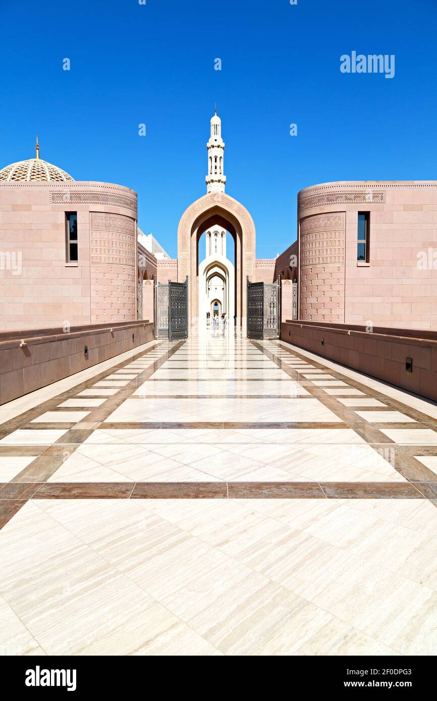 In oman muscat the old mosque minaret and religion in clear sky Stock ...