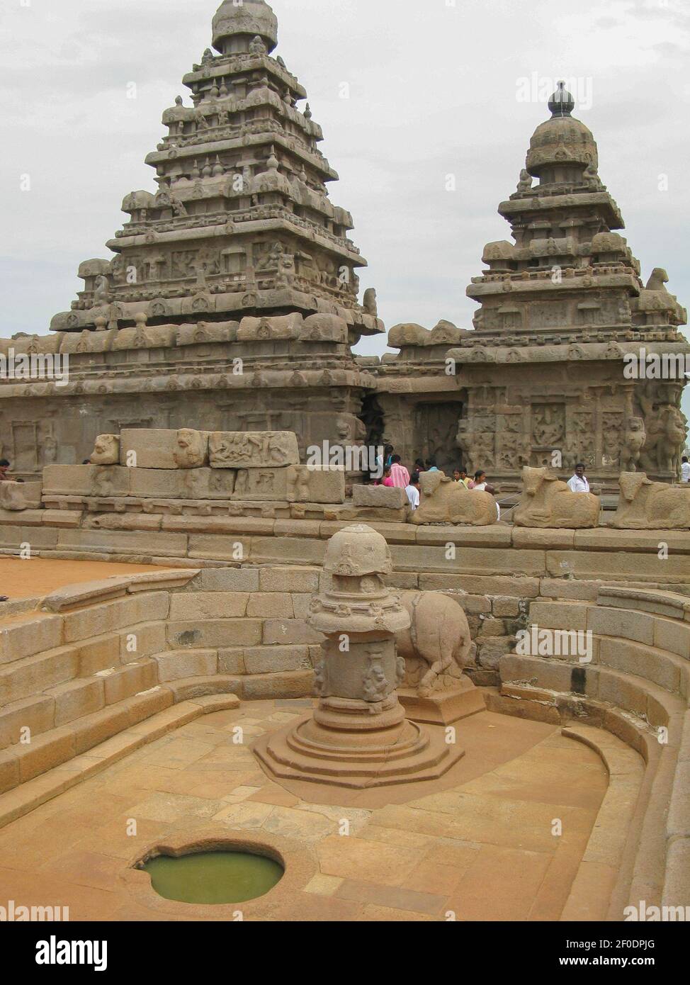 Selective focus image of the famous Shore Temple located on the sea ...