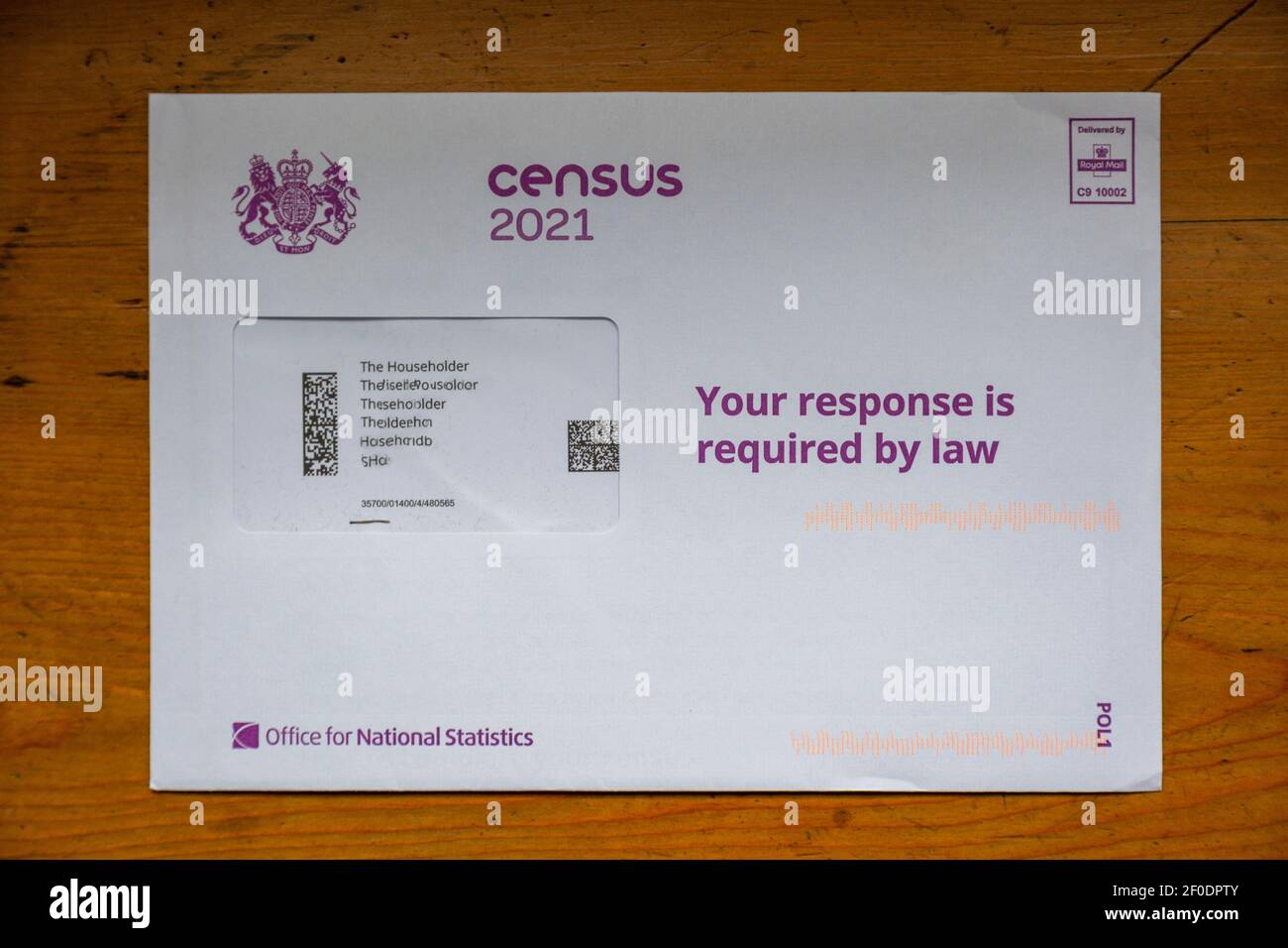 Census 2021 letter envelope from above, UK Stock Photo - Alamy