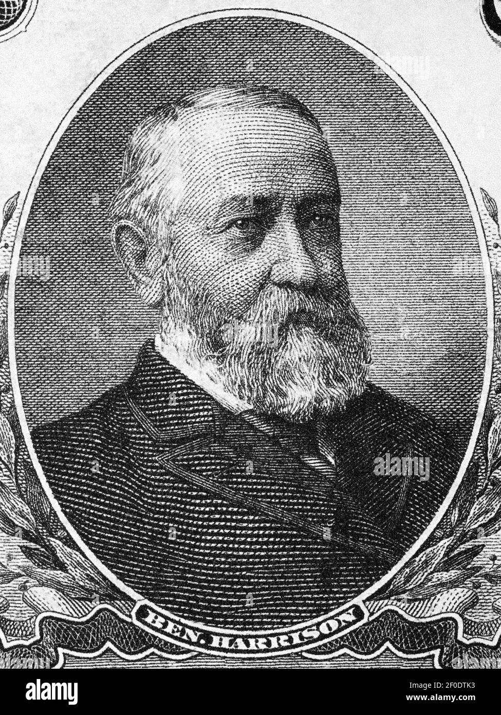 Benjamin Harrison a portrait from old American money Stock Photo - Alamy