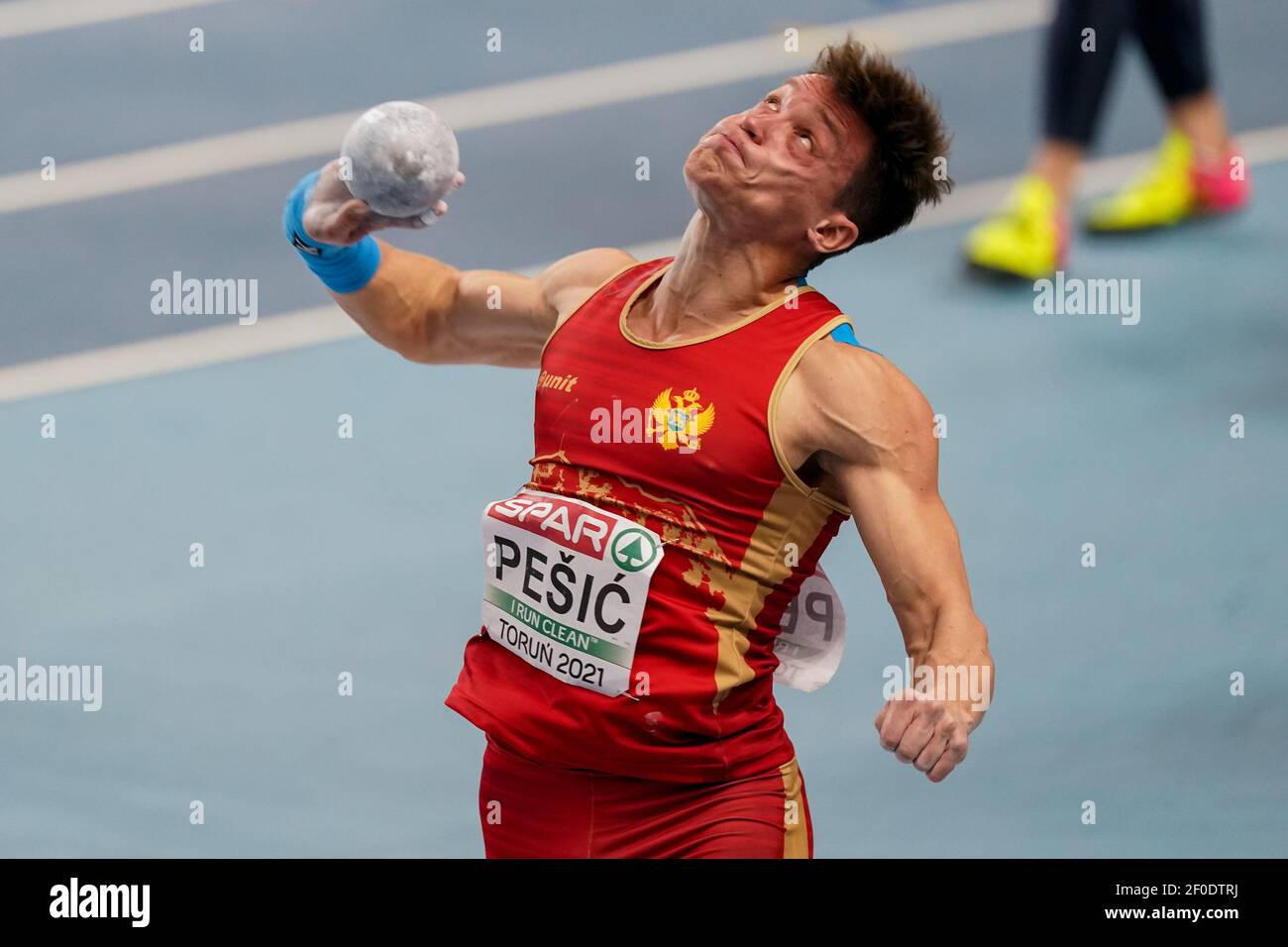 TORUN, POLAND - MARCH 6: Darko Pesic of Montenegro competing in the ...