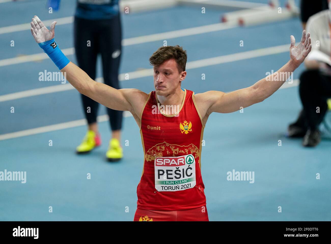 TORUN, POLAND - MARCH 6: Darko Pesic of Montenegro competing in the ...