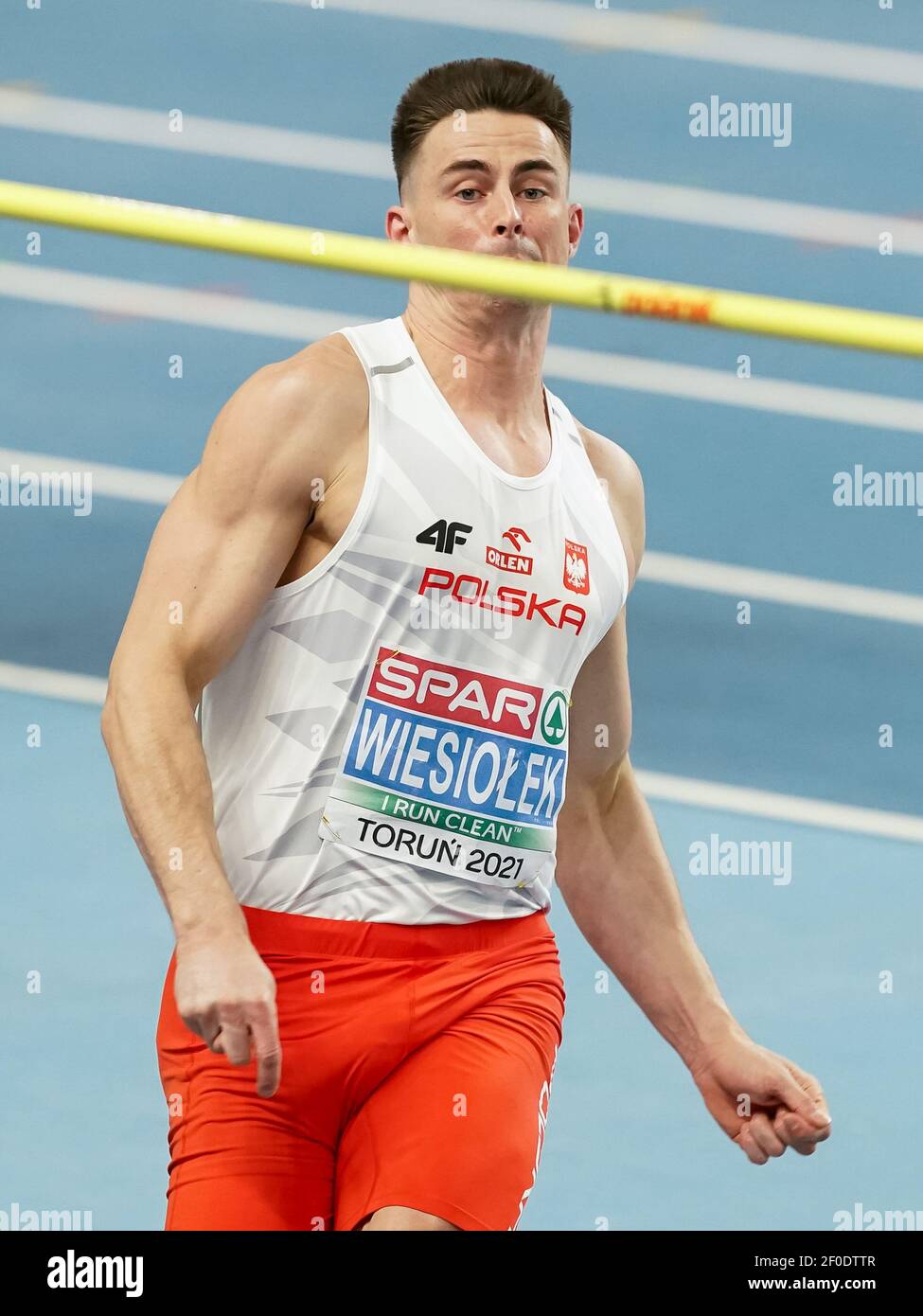 MARCH 6: Pawel Wiesiolek of Poland competing in the Mens Heptathlon ...
