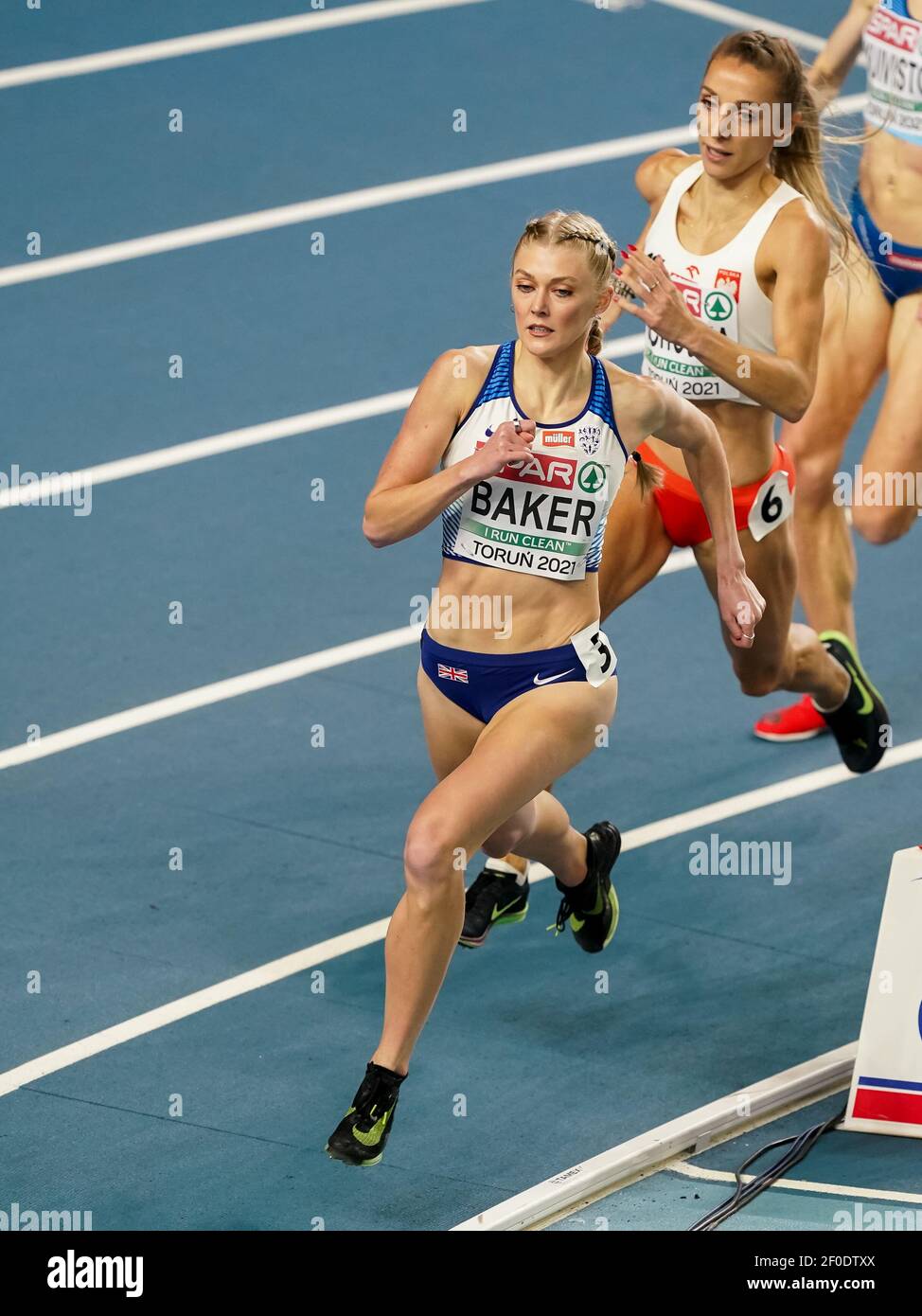 TORUN, POLAND - MARCH 6: Ellie Baker of Great Britain competing in the ...