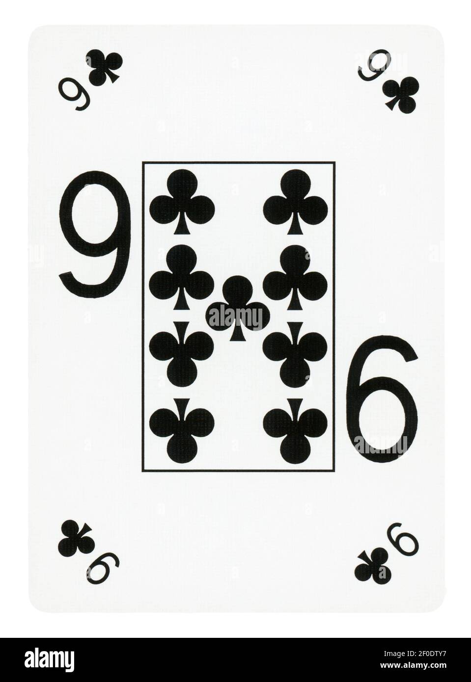 Nine of Clubs playing card - isolated on white (clipping path included ...