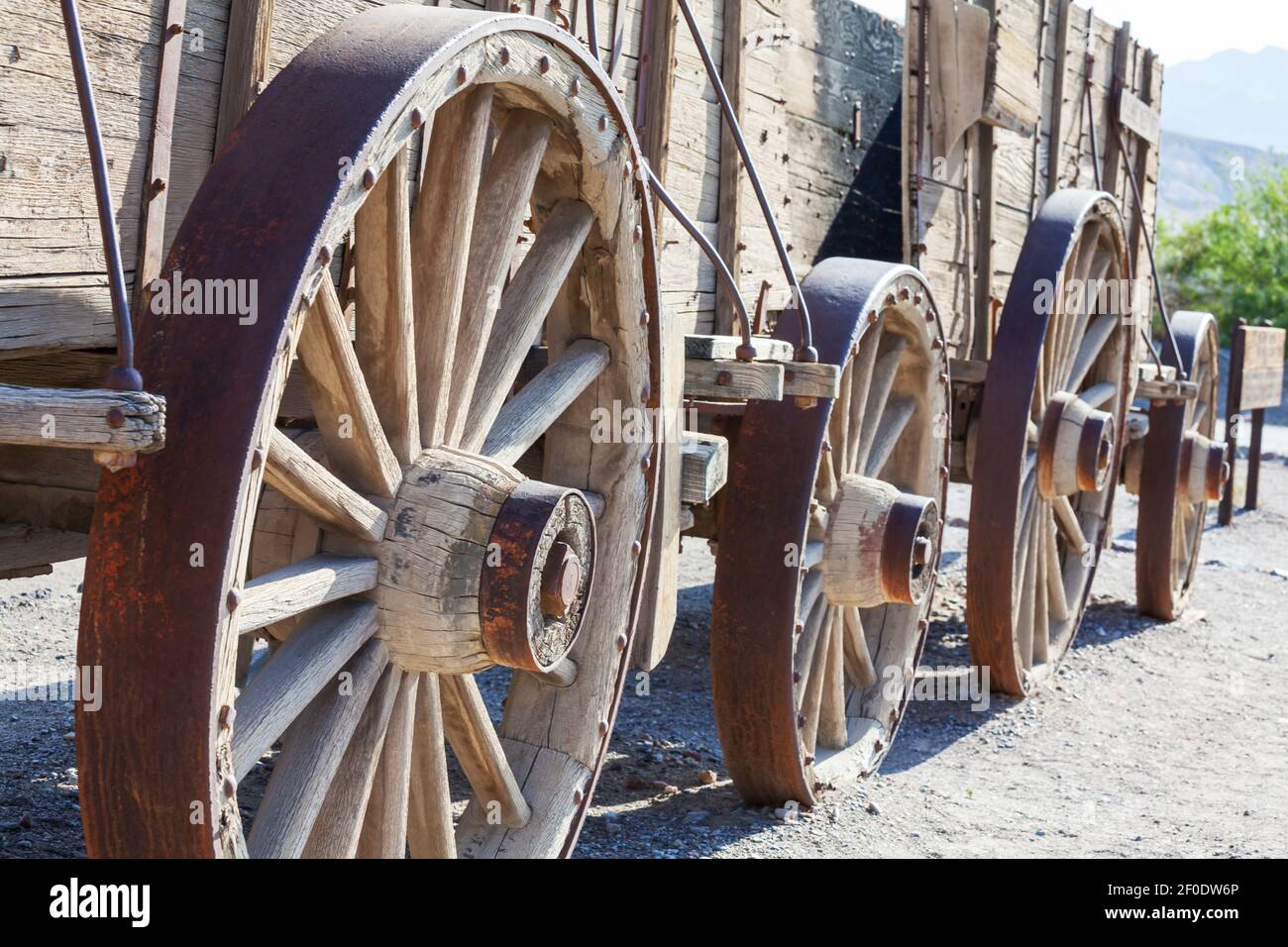 Old wooden american cart, retro background Stock Photo - Alamy