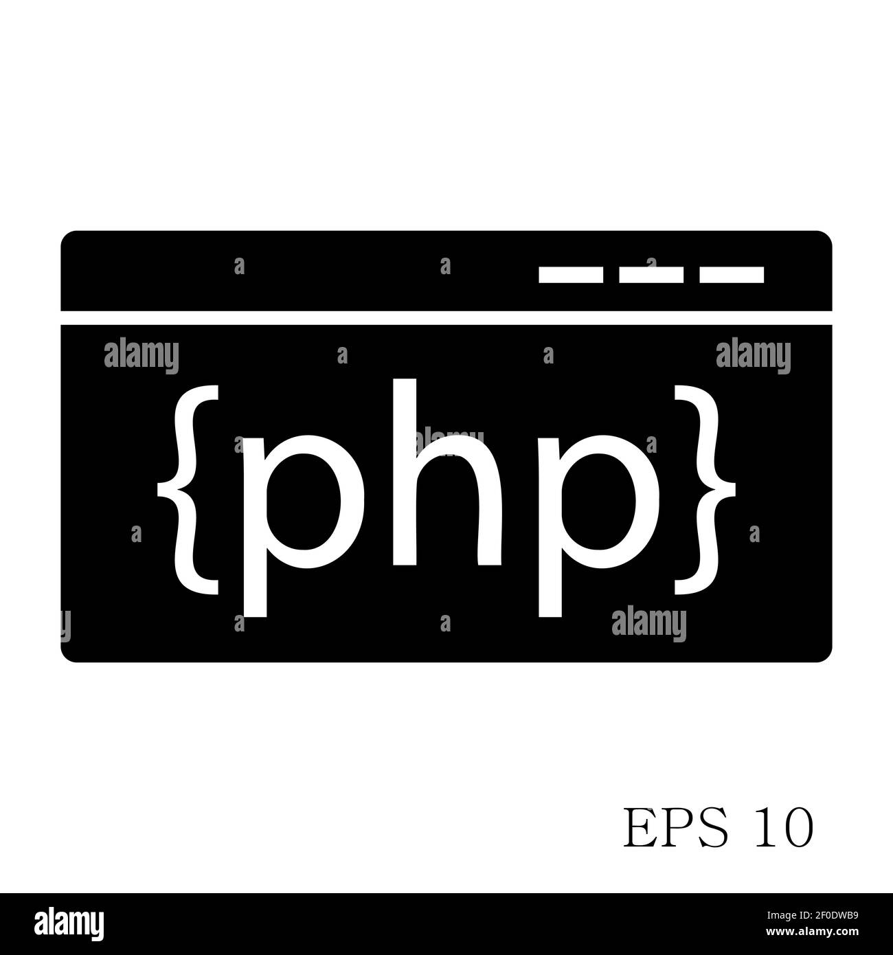 Php Code Icon Isolated On White Background Flat Style Css Code Symbol