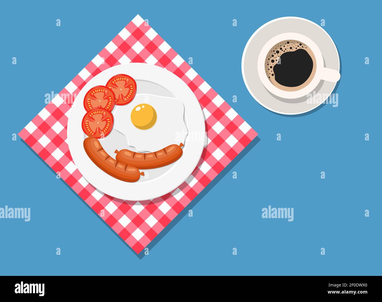 Breakfast, plate with fried egg and sausage Stock Vector Image & Art ...