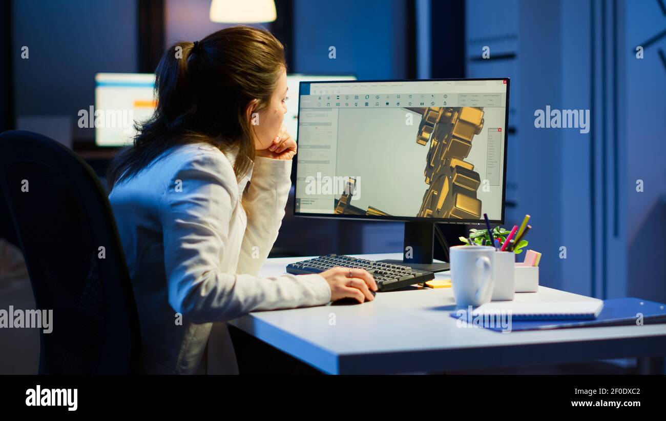 Female architect drawing with cad hi-res stock photography and images ...