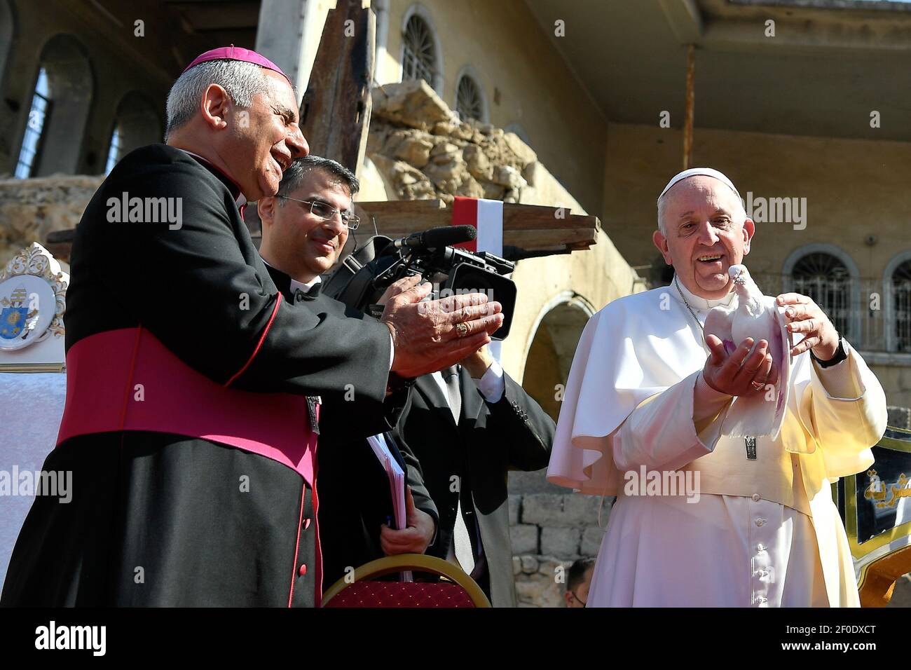 Mosul, Iraq. 07th Mar, 2021. March 7, 021 : Pope Francis makes a speech ...
