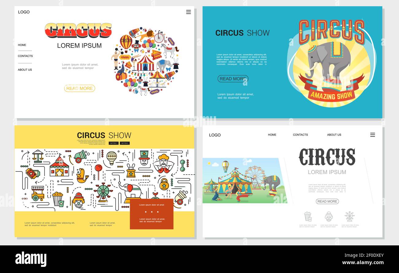 Flat circus websites set with tent strongman trained animals acrobat ...