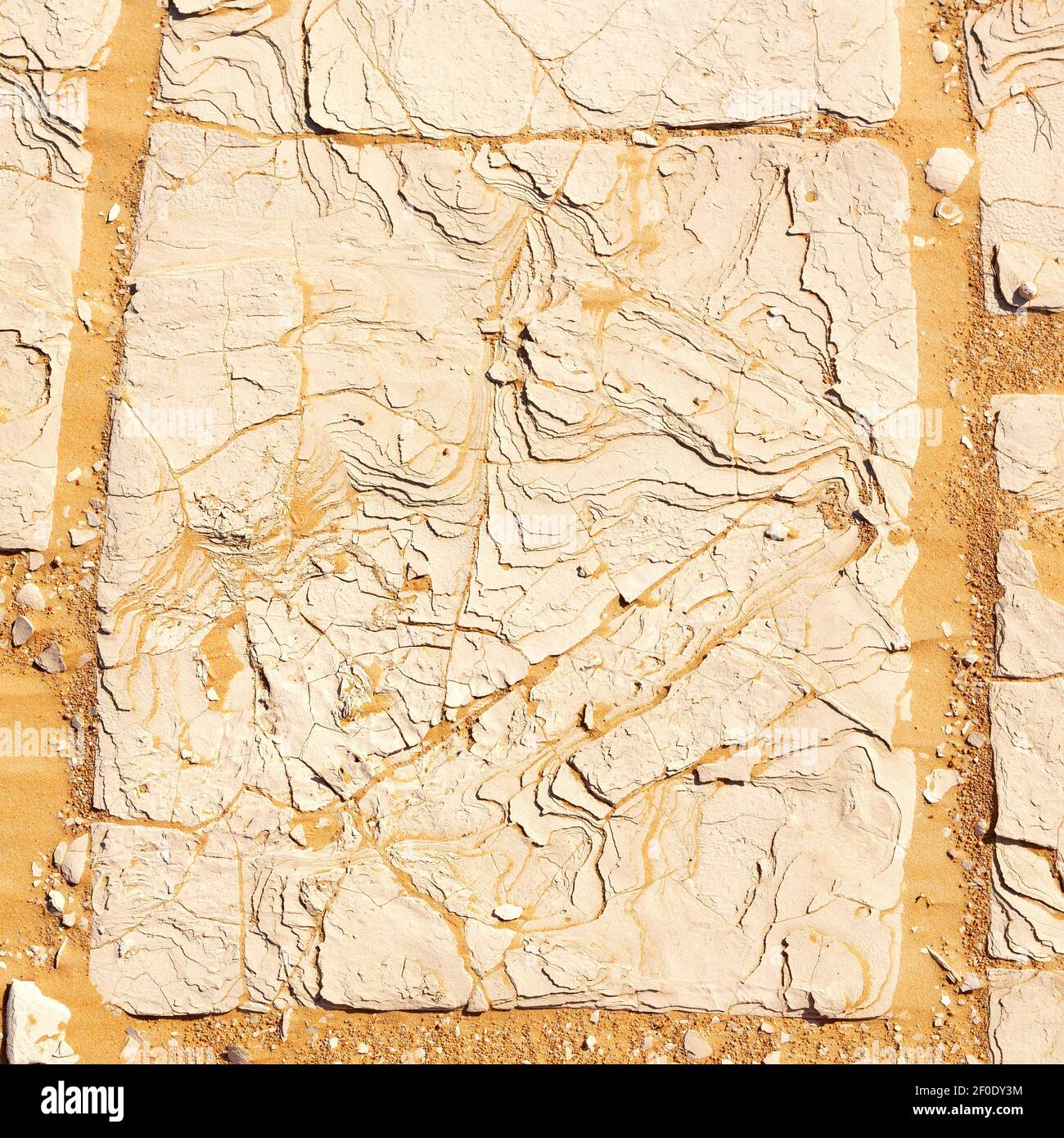 In oman rub al khali old desert and the abstract cracked sand texture ...