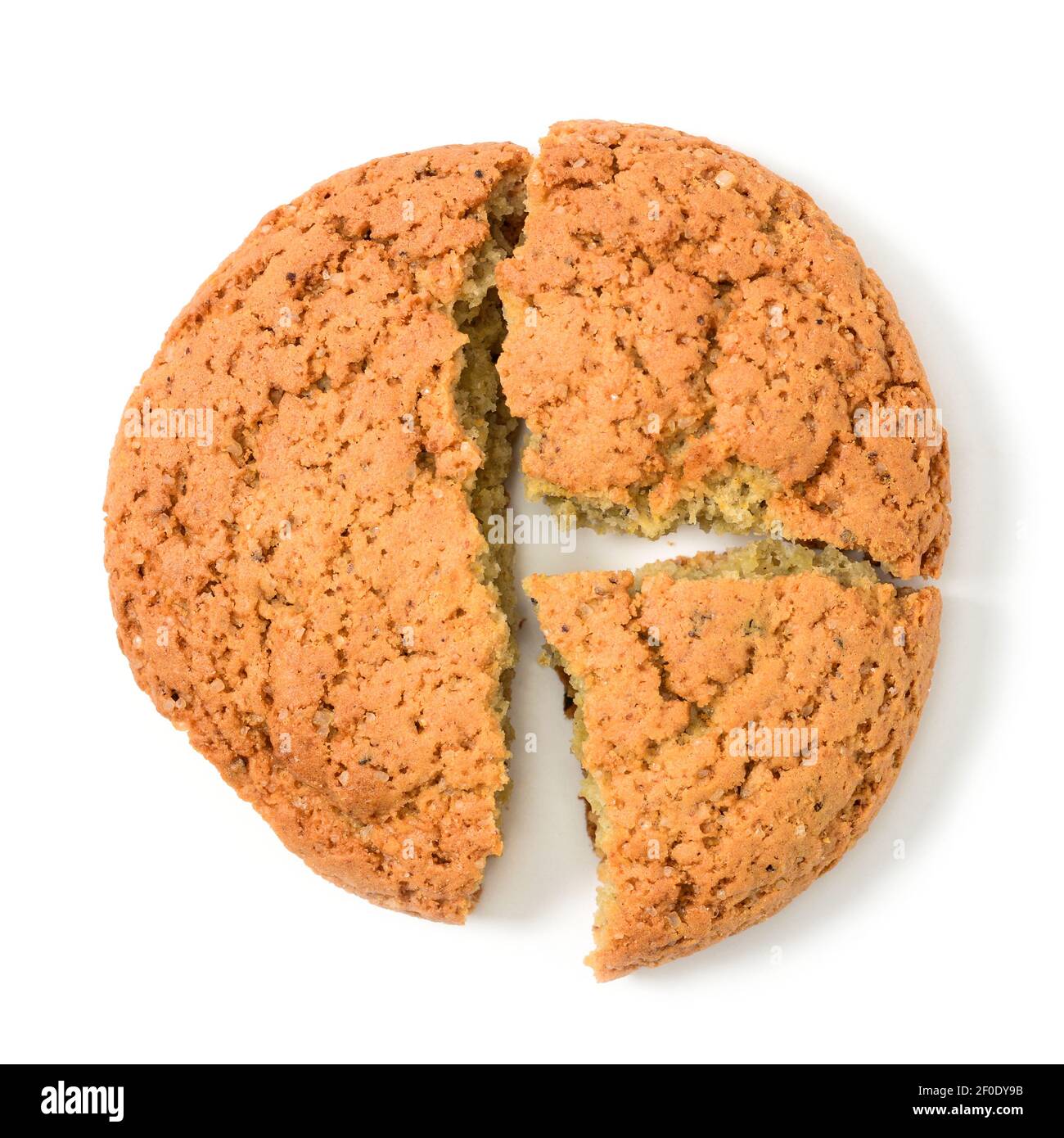 Homemade cookies. Broken sweet cookie made from oatmeal flour. Tasty ...