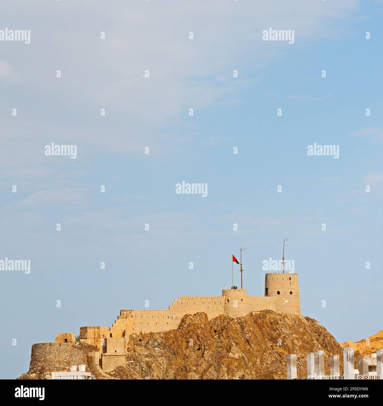 In oman muscat rock the old defensive Stock Photo - Alamy