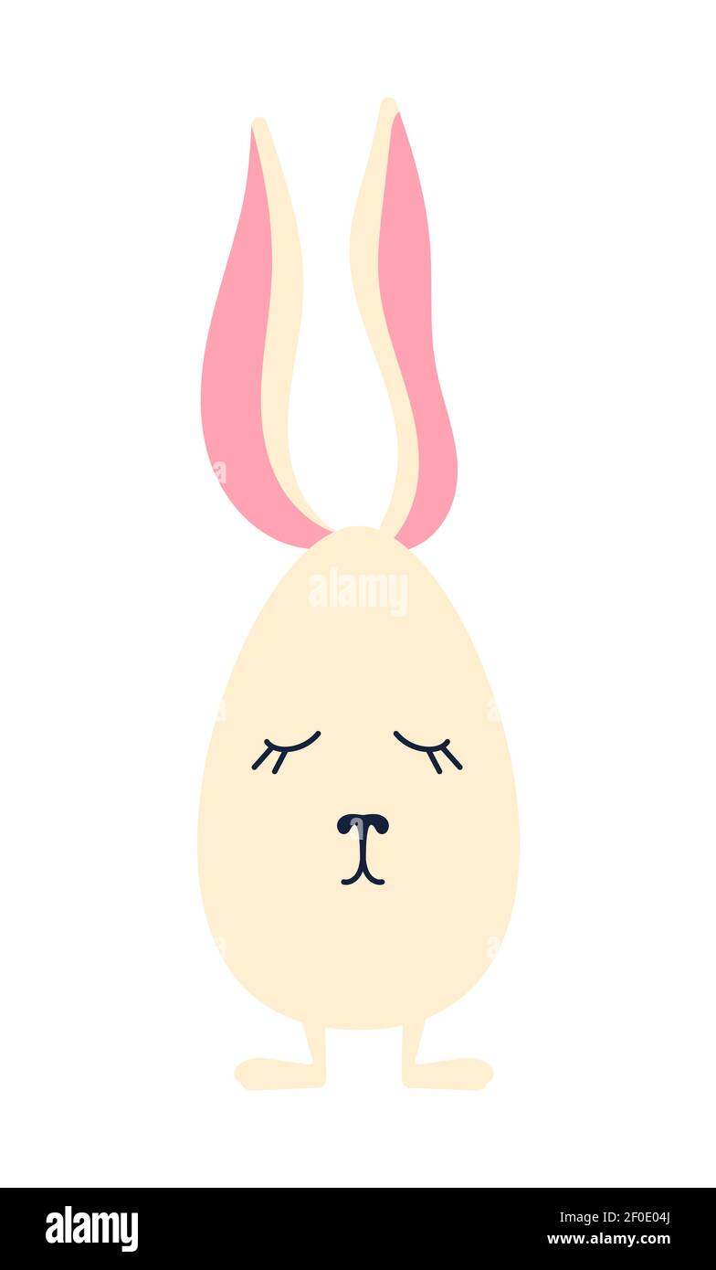 Happy Easter Bunny. A cute rabbit in egg shape with ears. Vector ...