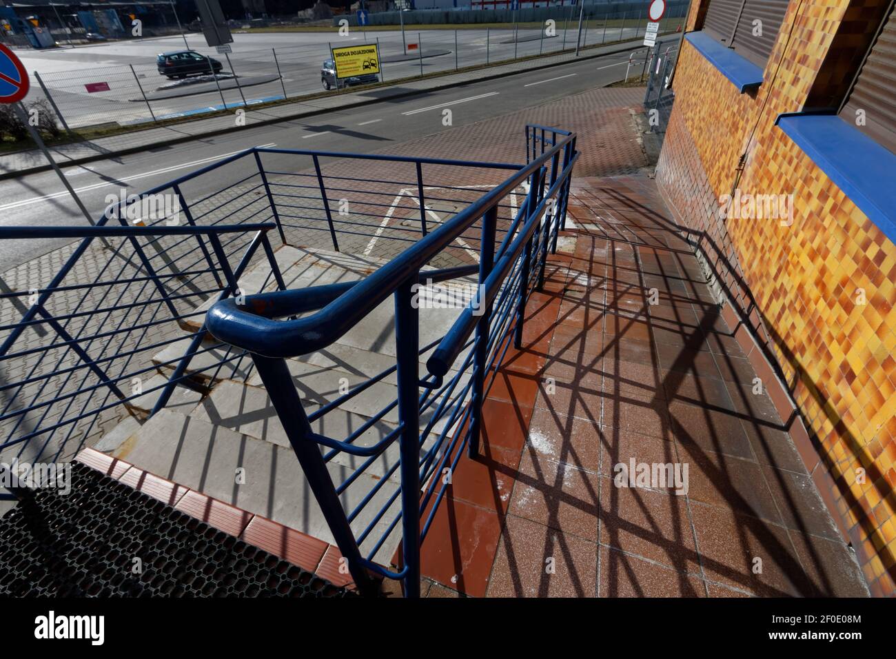 Side access with stairs and wheelchair ramp Stock Photo - Alamy