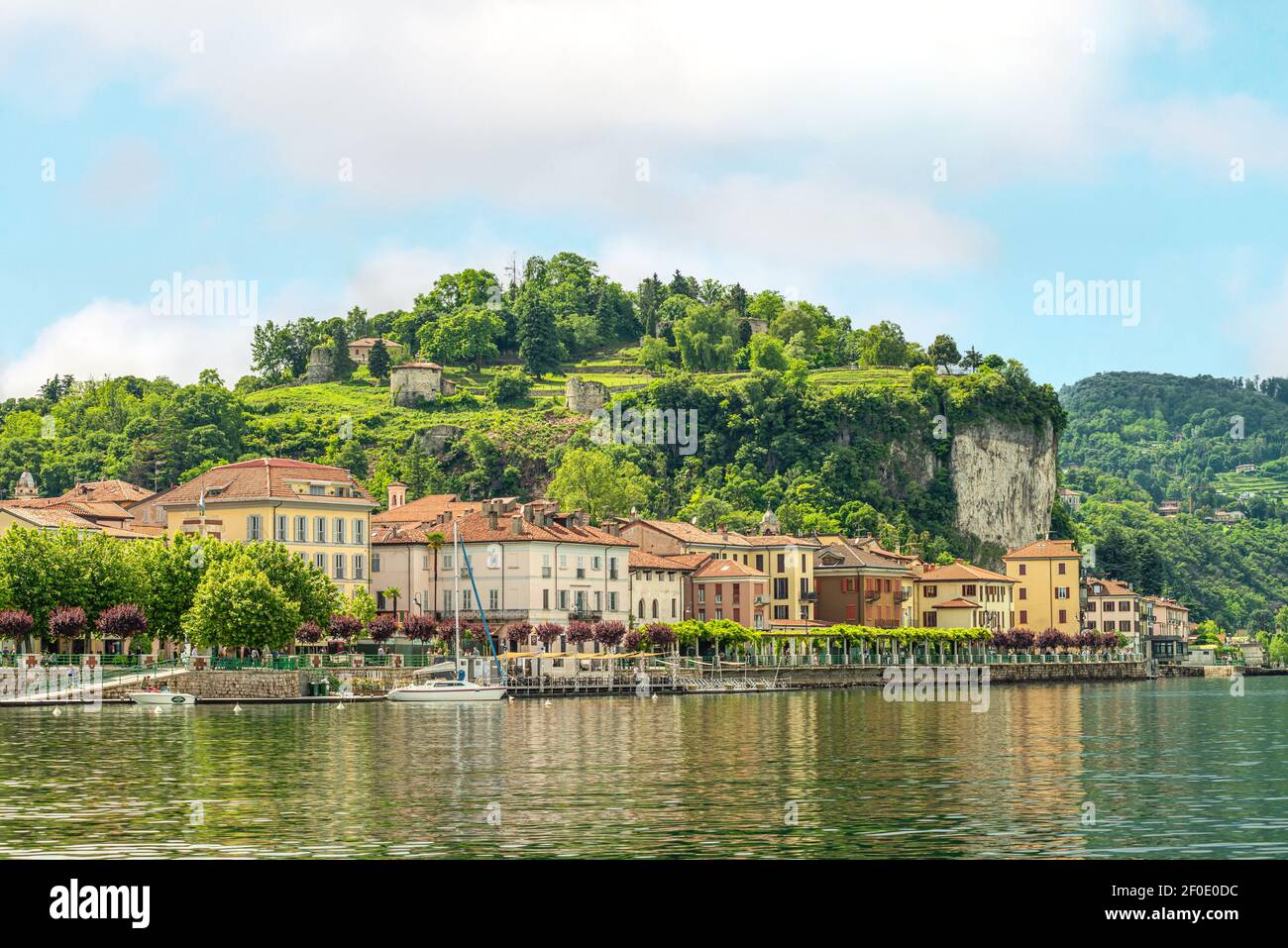 Waterfront of Arona at Lago Maggiore, Lombardy, Italy, seen from the ...