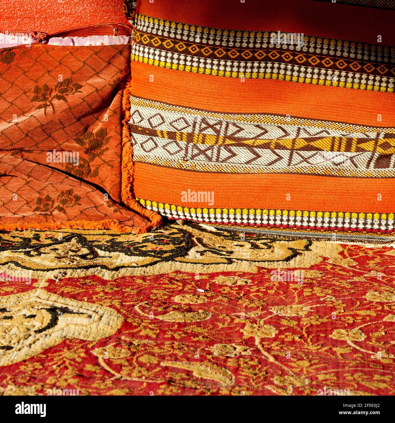 In oman old carpet and pillow Stock Photo - Alamy