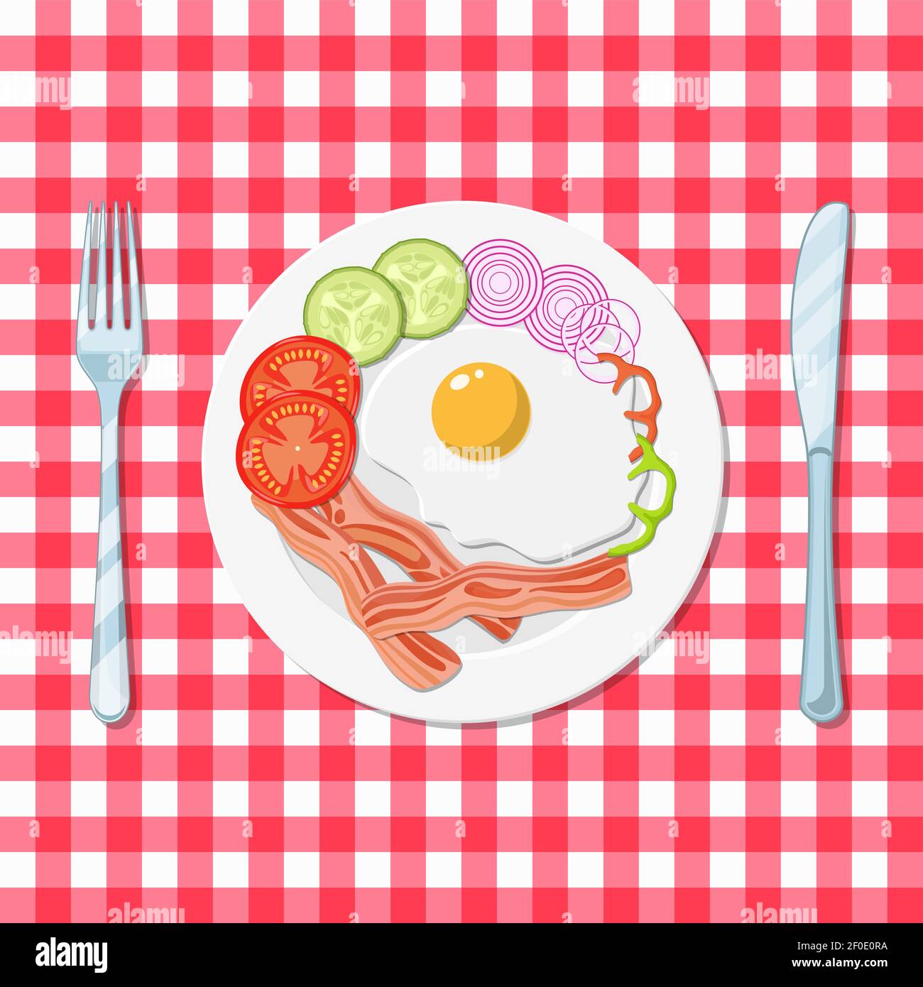 omelet with bacon and vegetables Stock Vector Image & Art - Alamy
