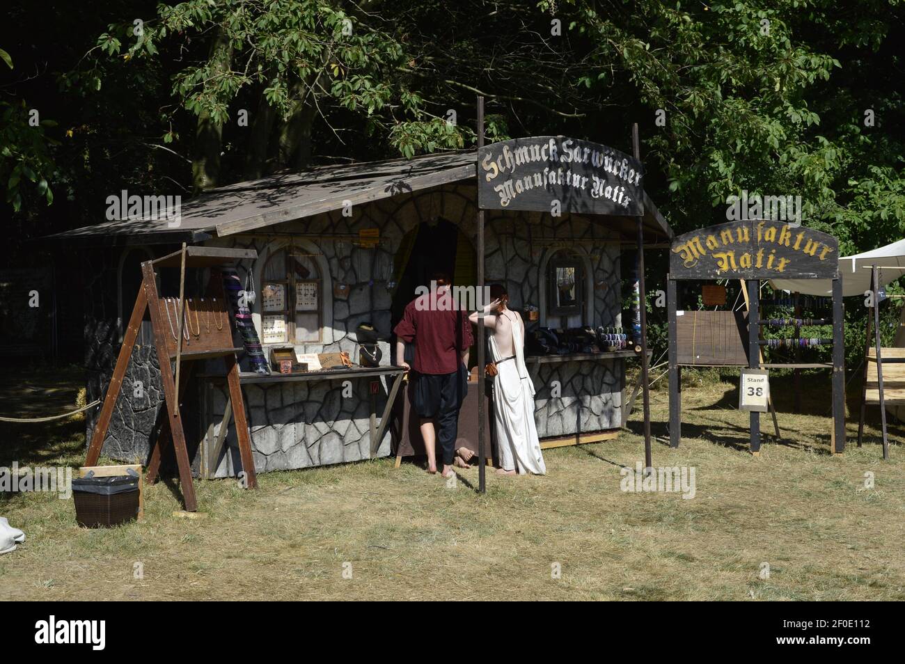 Food stand at the medieval Festival in Bückeburg, Germany Stock Photo ...