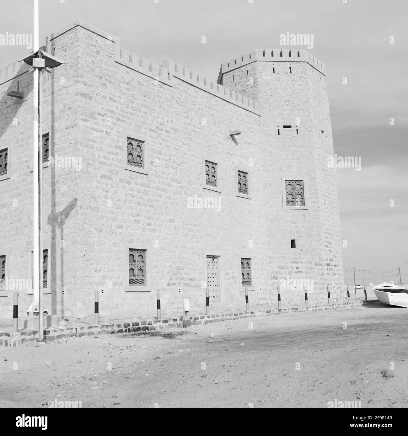 In oman muscat the old defensive fort battlesment sky and star brick ...