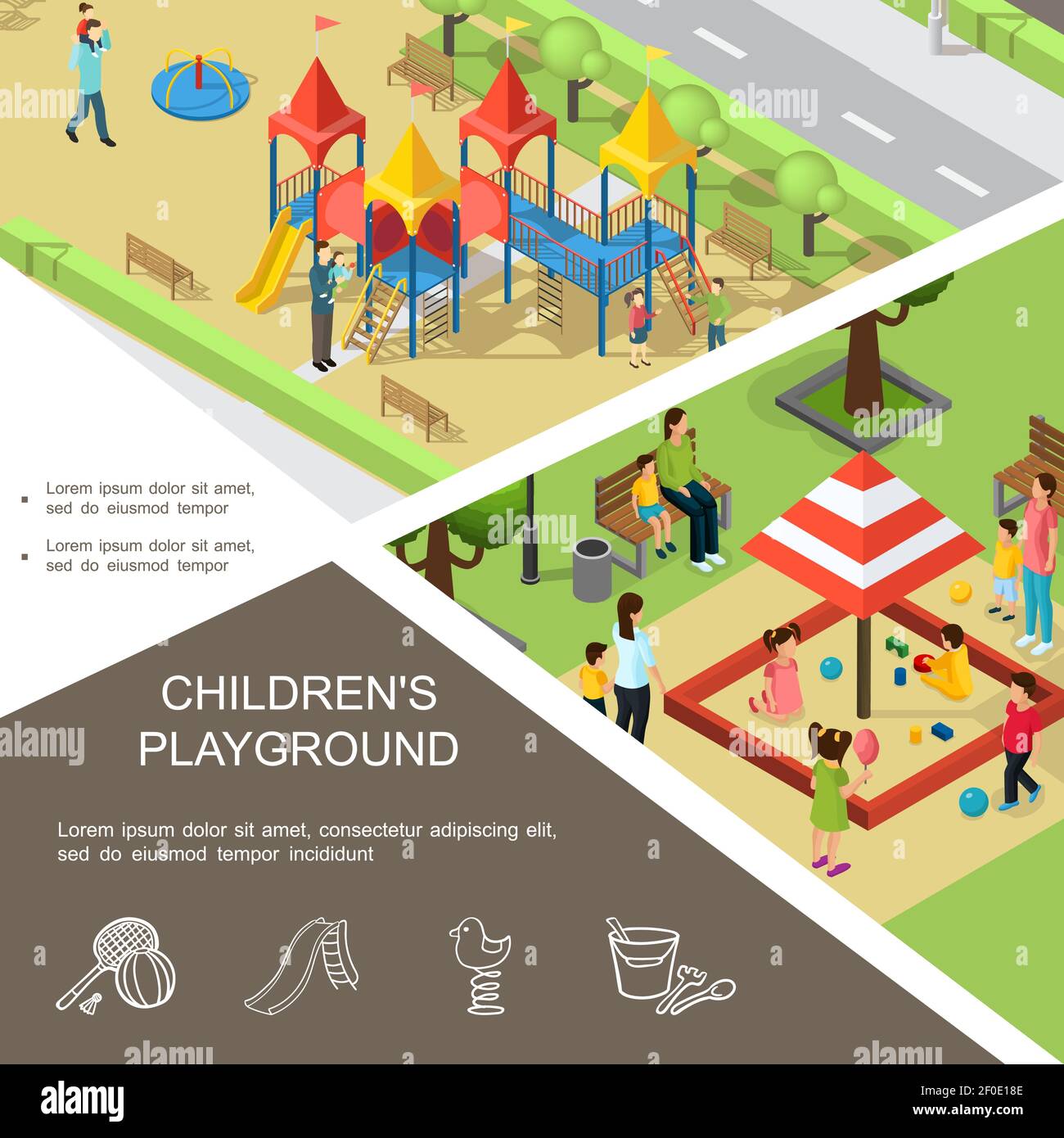 Children playing on slides Stock Vector Images - Alamy