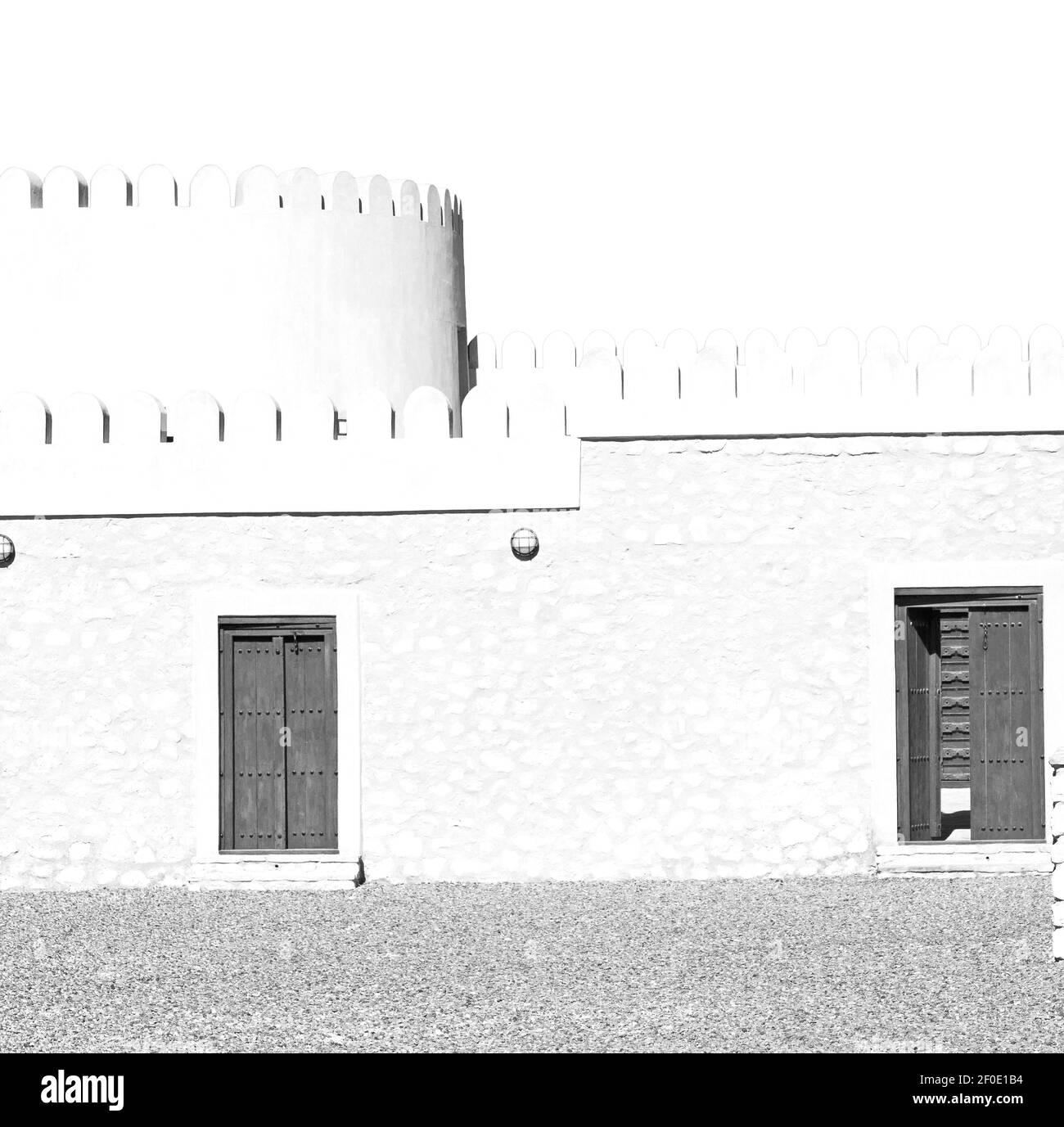 In oman muscat the old defensive fort battlesment sky and star brick ...