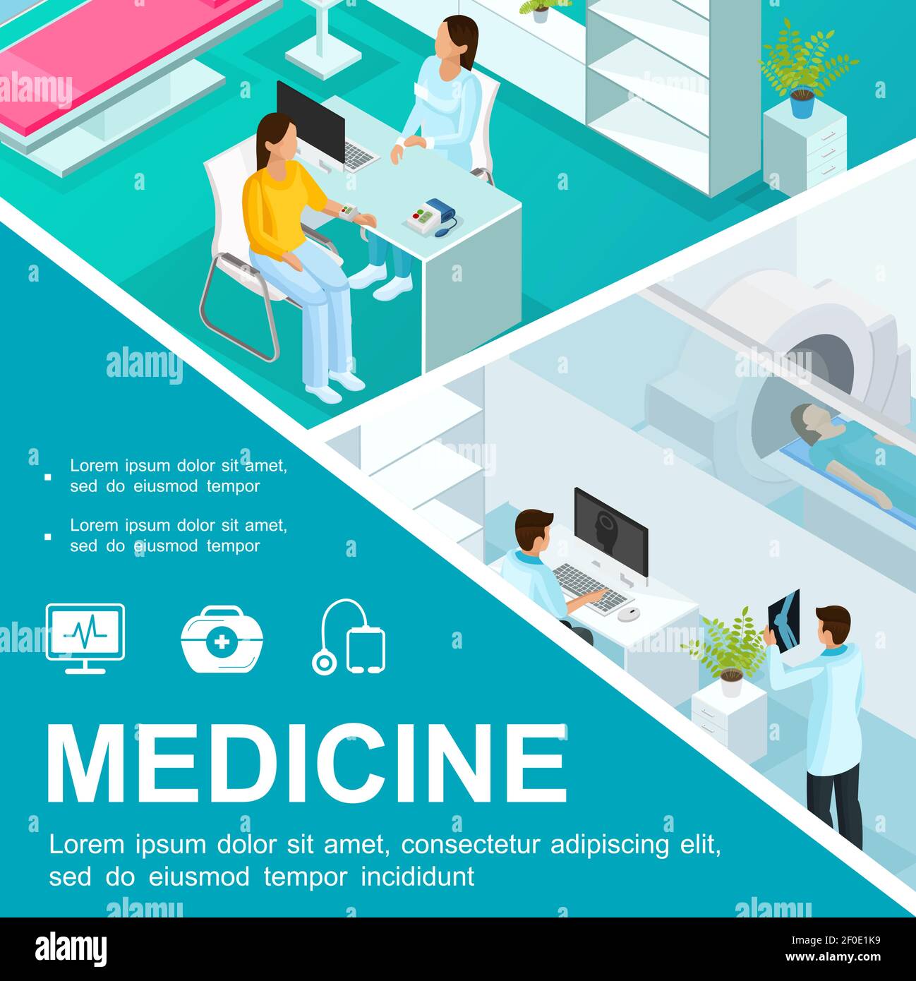Isometric healthcare colorful concept with medical consultation and ...