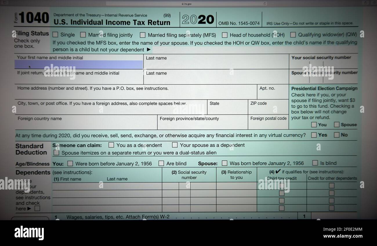 US 1040 Tax Form Stock Photo - Alamy