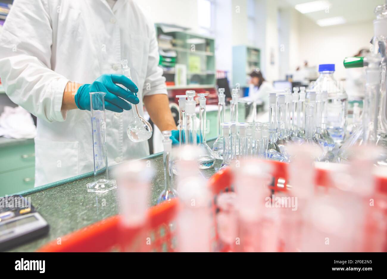 Chemistry lab concept, scientist conduct experiments in a chemist ...
