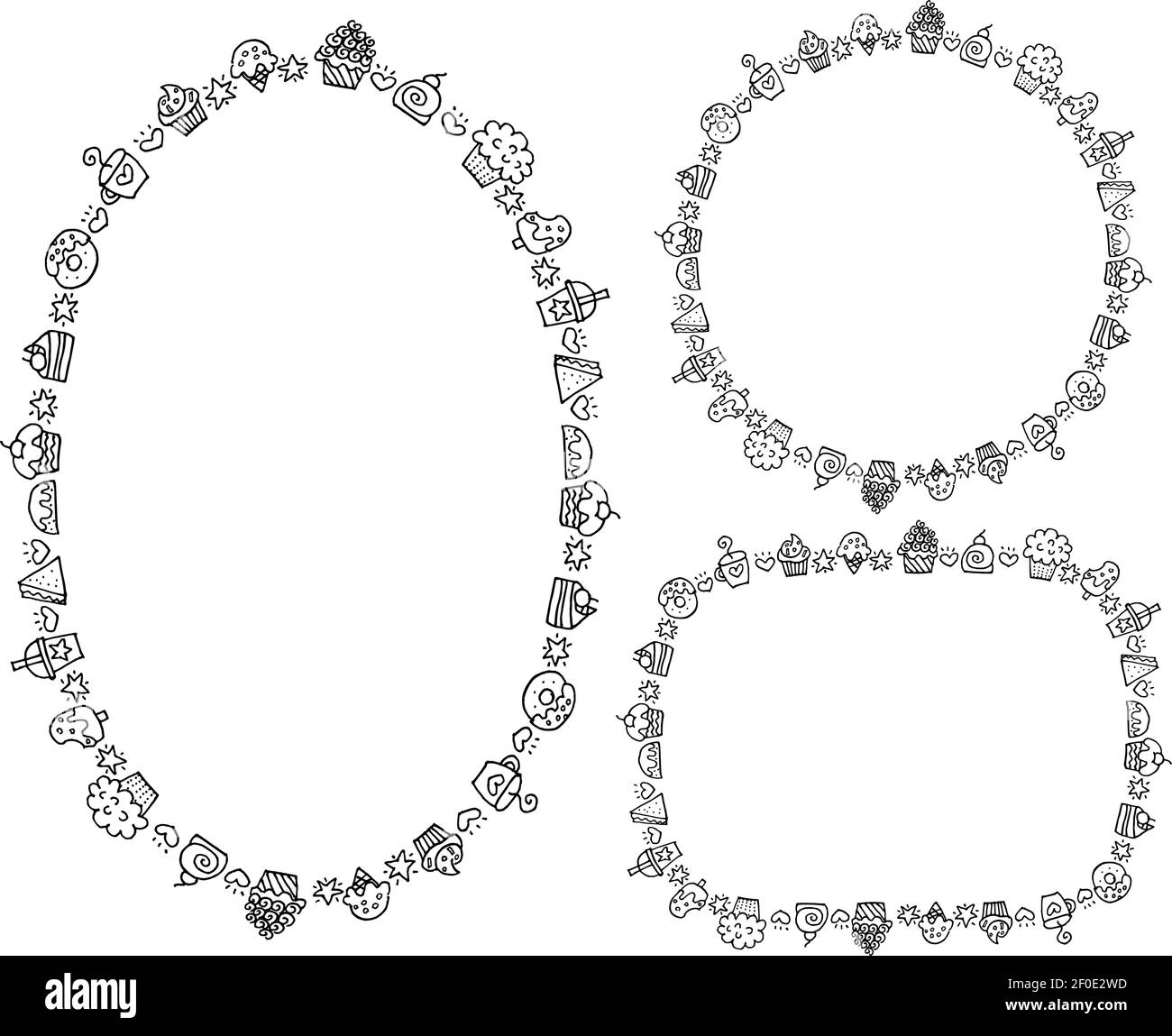 vector drawing gift small cute things border frame set Stock Vector ...