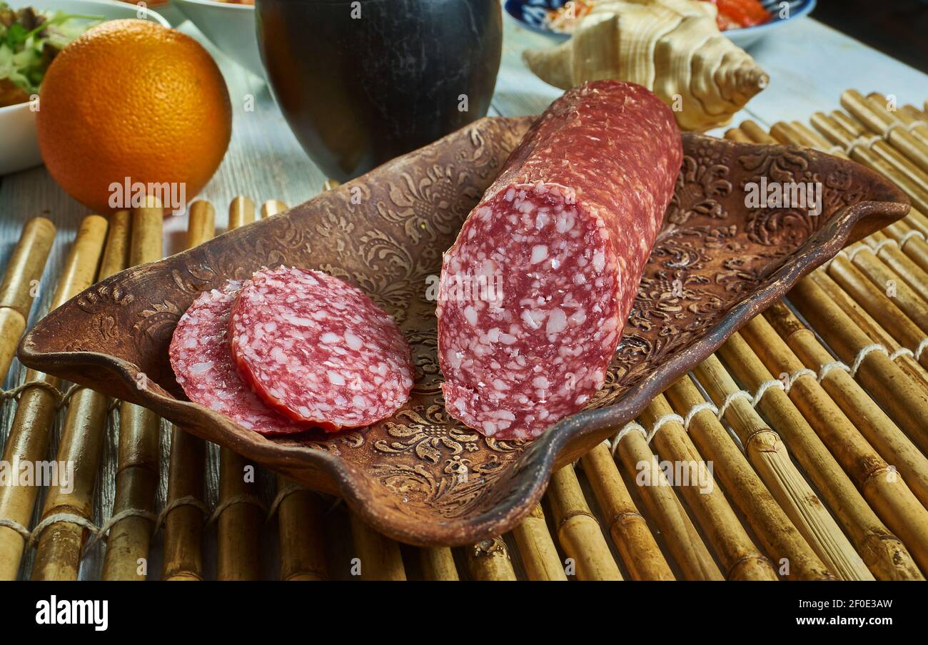 Thuringer rotwurst - German blood sausage Stock Photo - Alamy