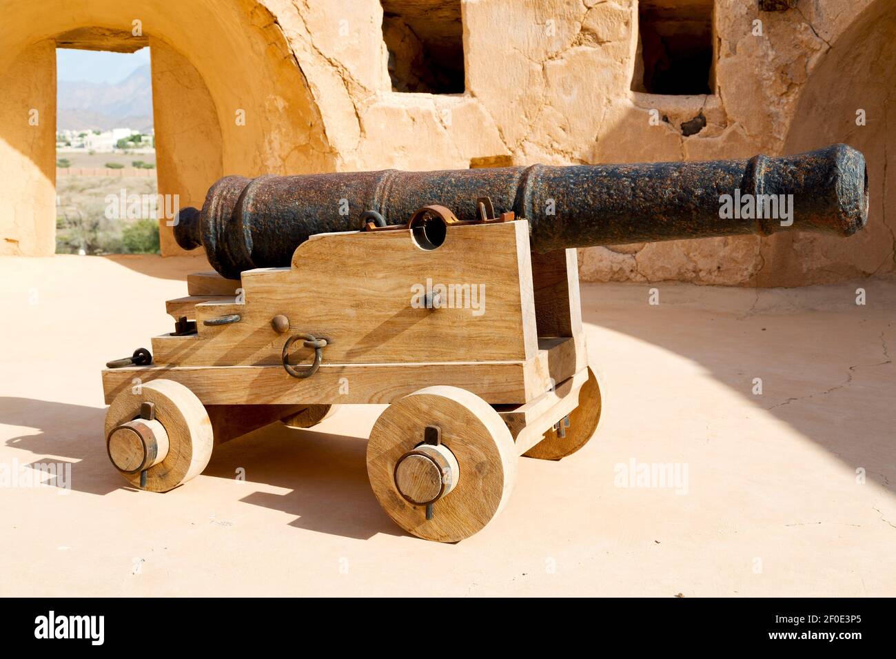 In oman muscat the old castle and cannon near the wall Stock Photo - Alamy
