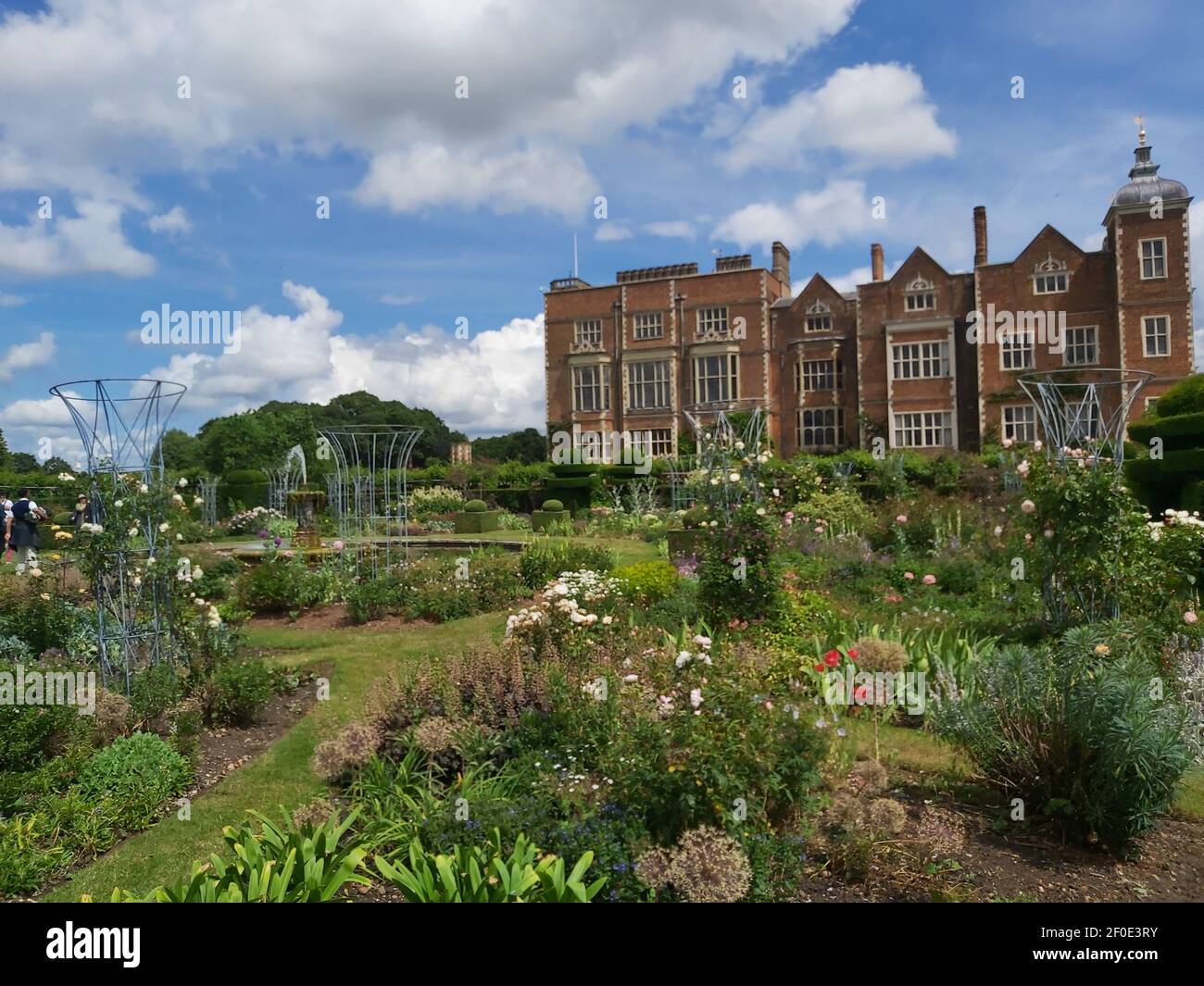 A majestic view of Hatfield House in Hertfordshire towering over ...