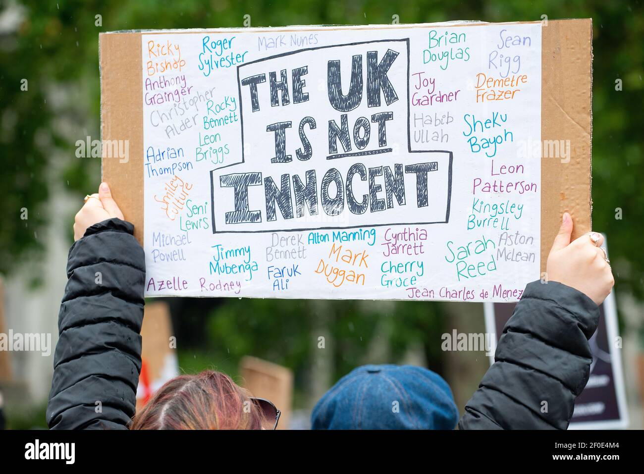 Anti racism campaign signs & banners at the Black Lives Matter protest ...