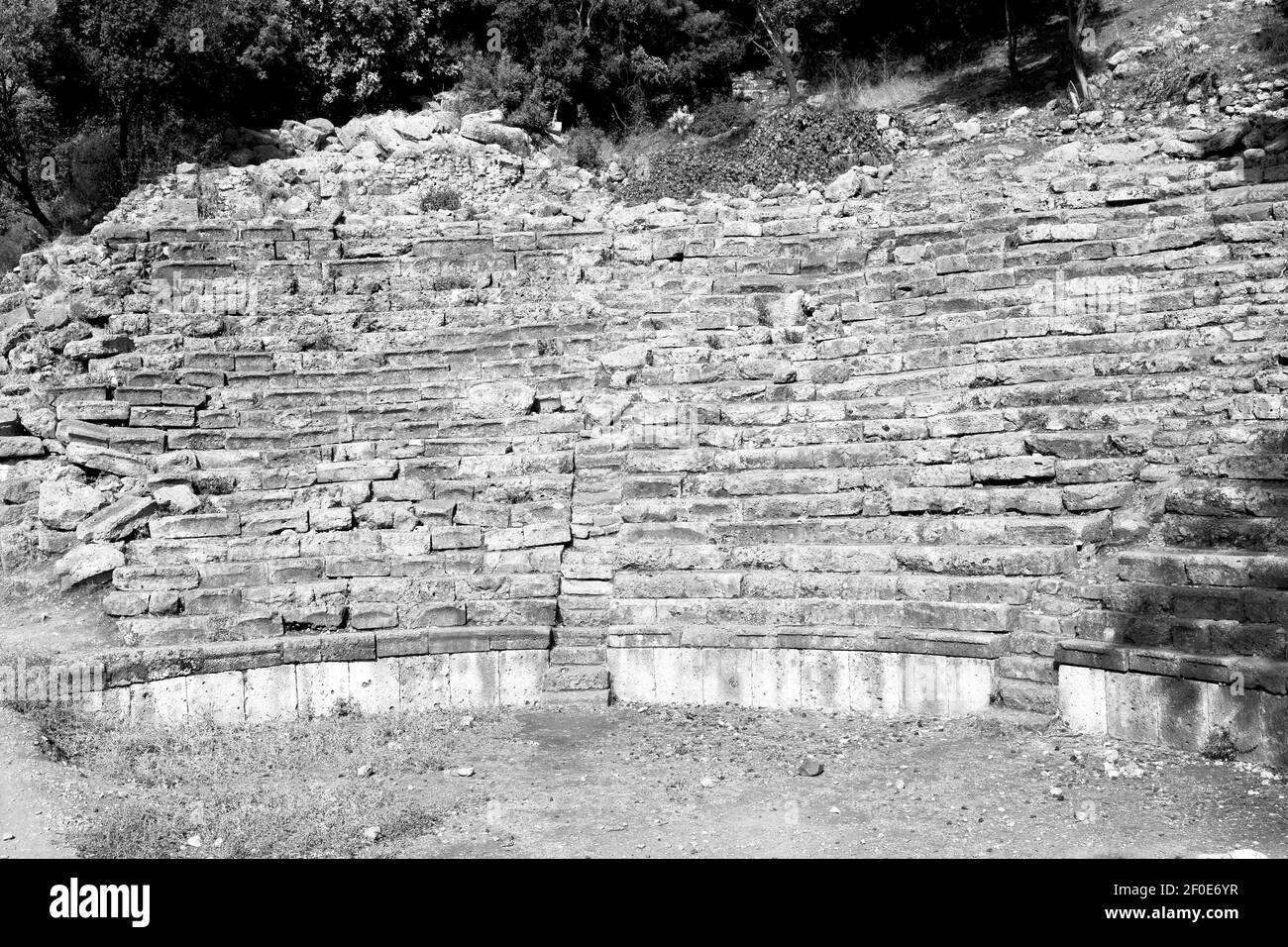 Old ruined column and destroyed stone in phaselis temple turkey asia ...