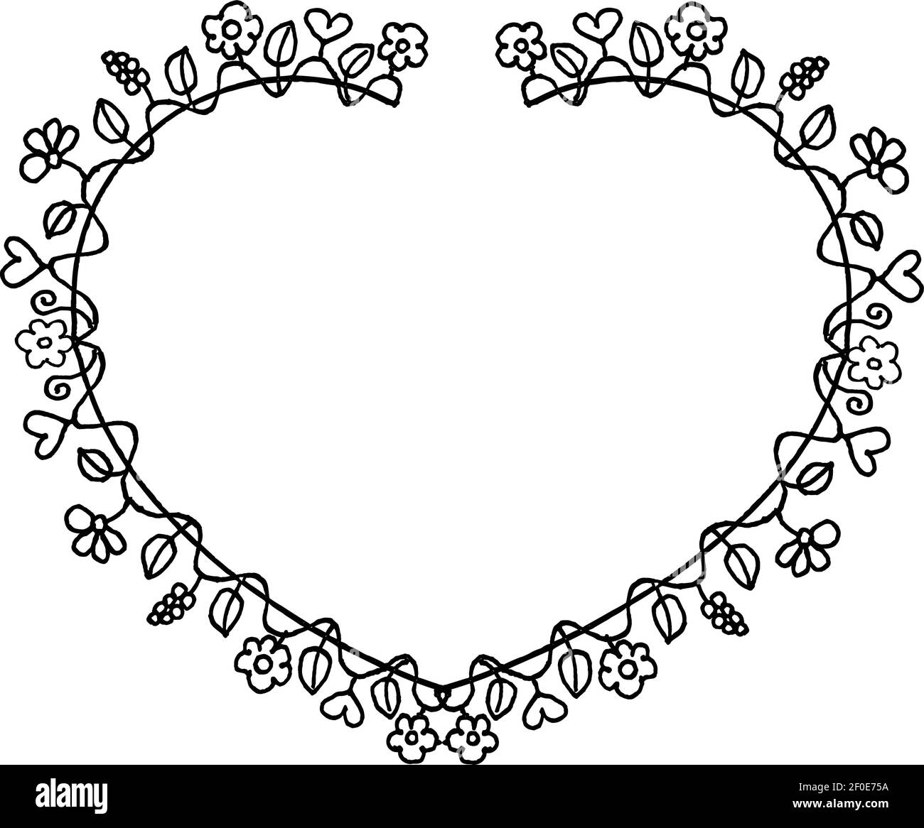 vector drawing heart shape flowers border card Stock Vector Image & Art ...