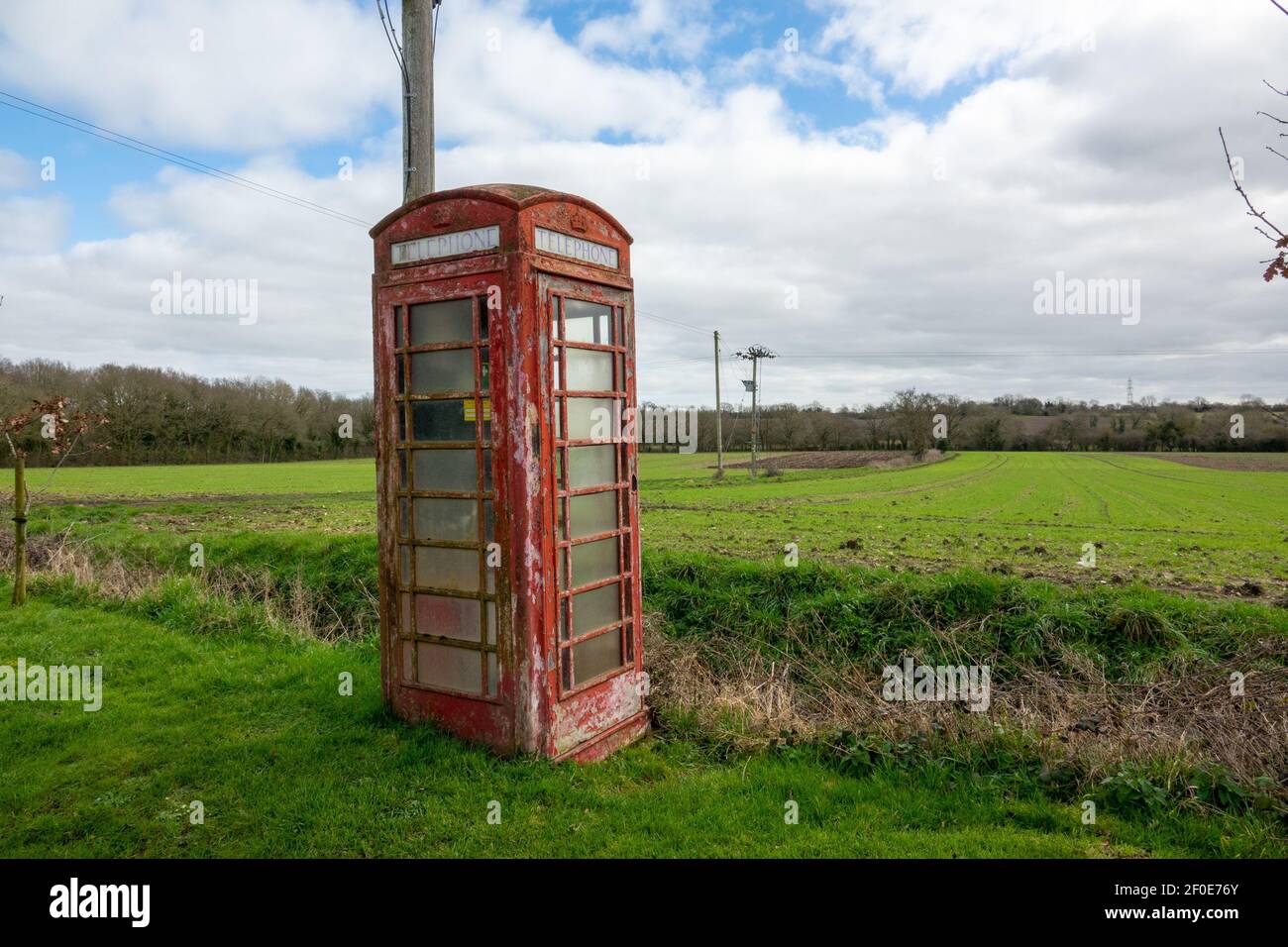 old abanded rural telephone box Stock Photo - Alamy