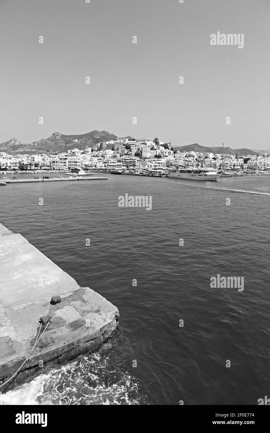 Old history in cyclades island harbor and boat santorini naksos europe ...
