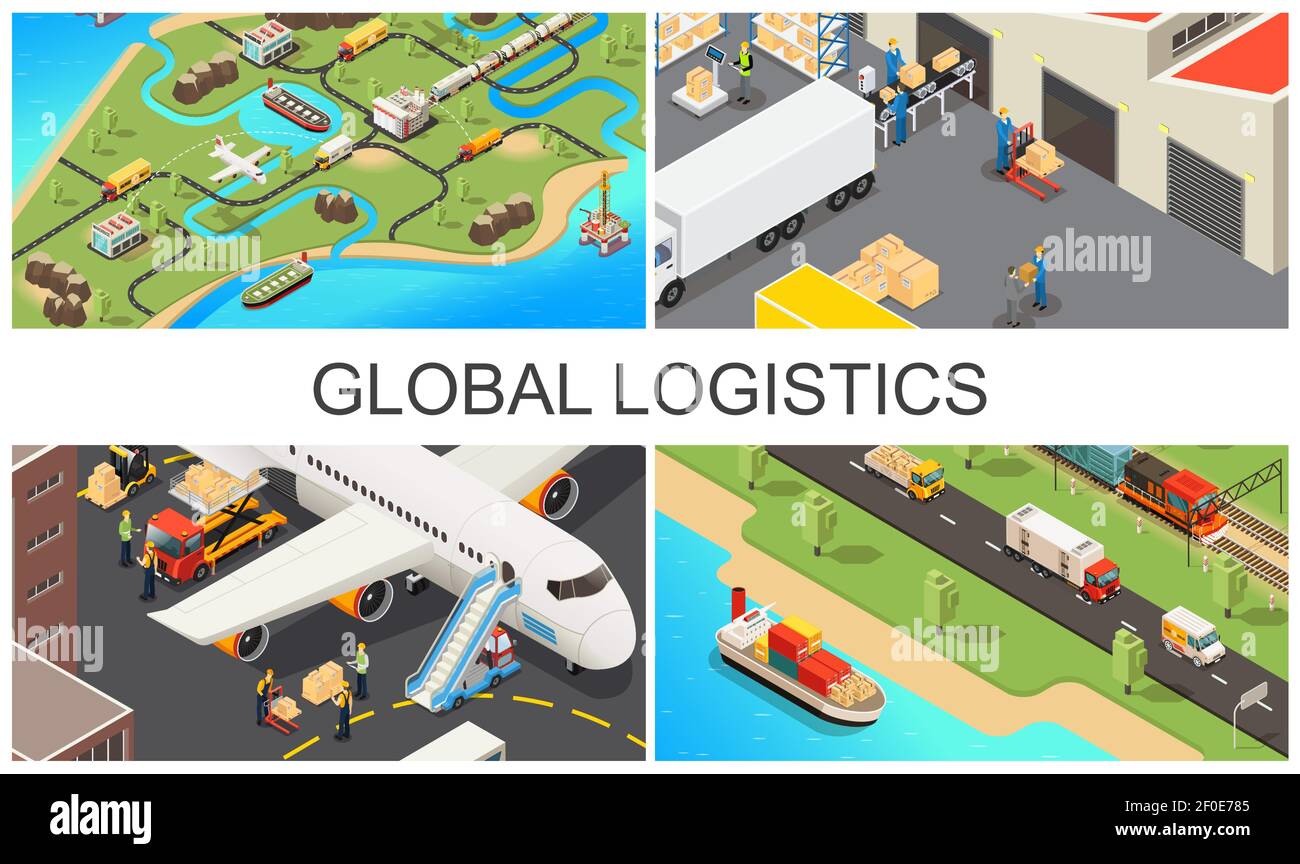 Isometric global transportation composition with world logistic network ...