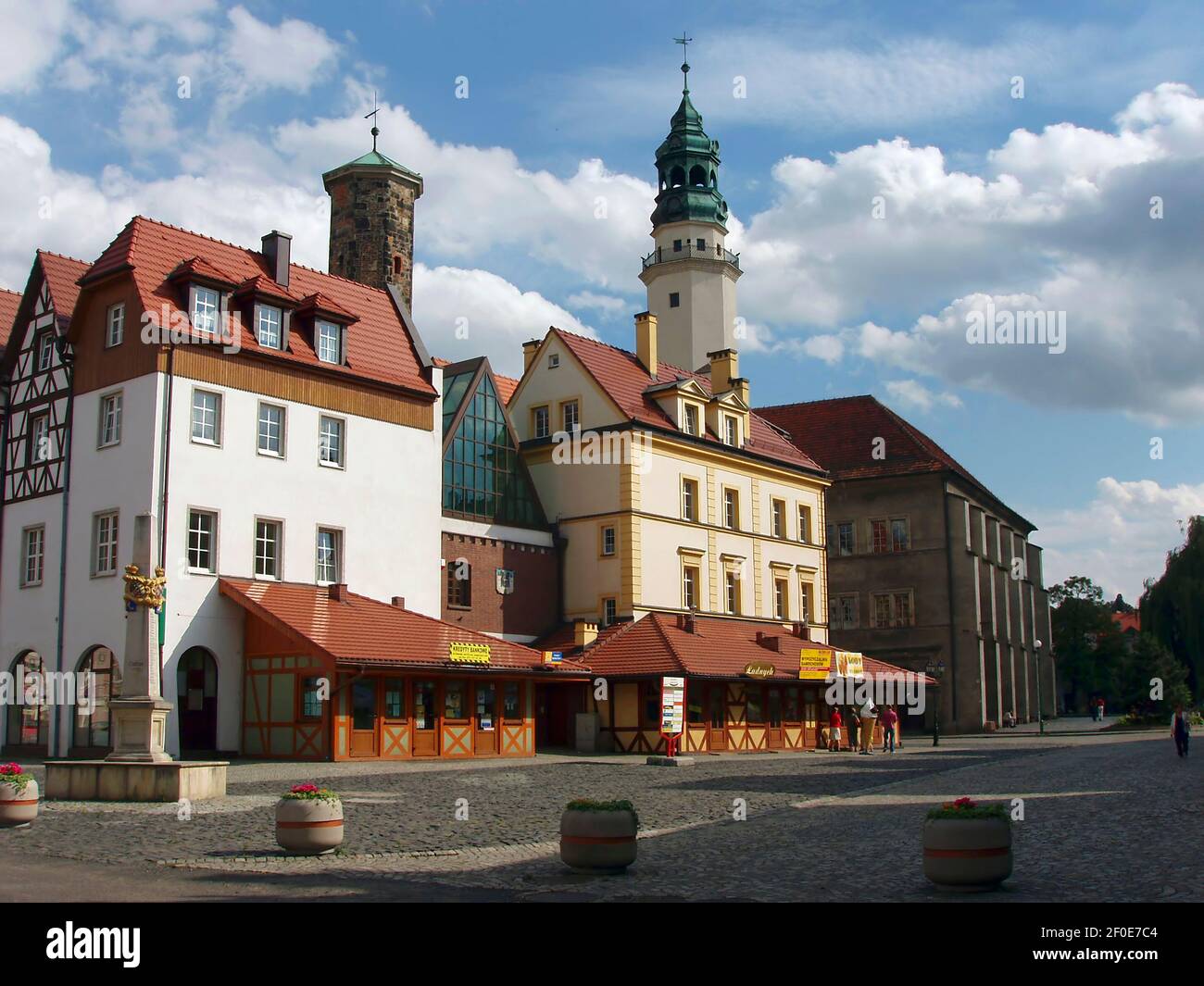 The market place of the small Polish town Lubań, former Lauban, after ...