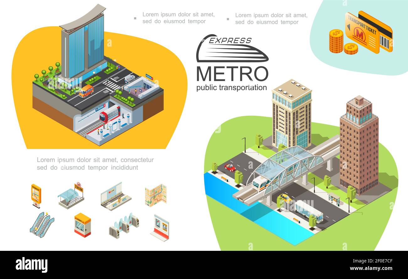 Metro public transport infographic template with subway elements modern ...