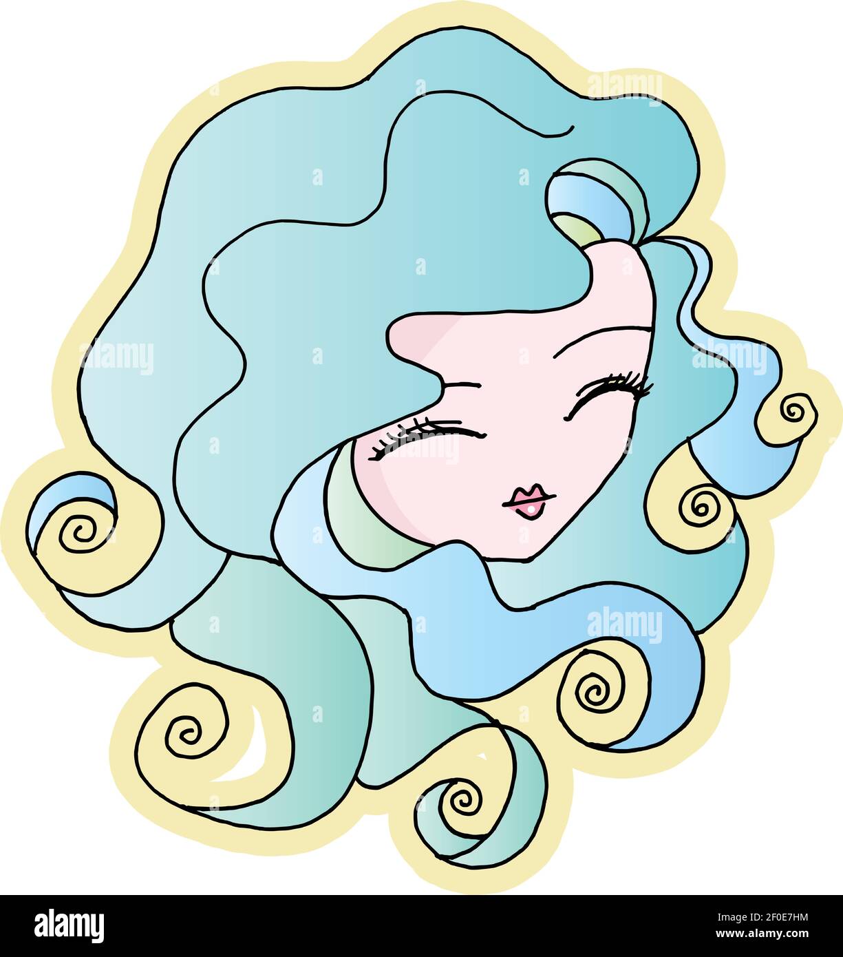 Vector drawing beauty face Cut Out Stock Images & Pictures - Alamy