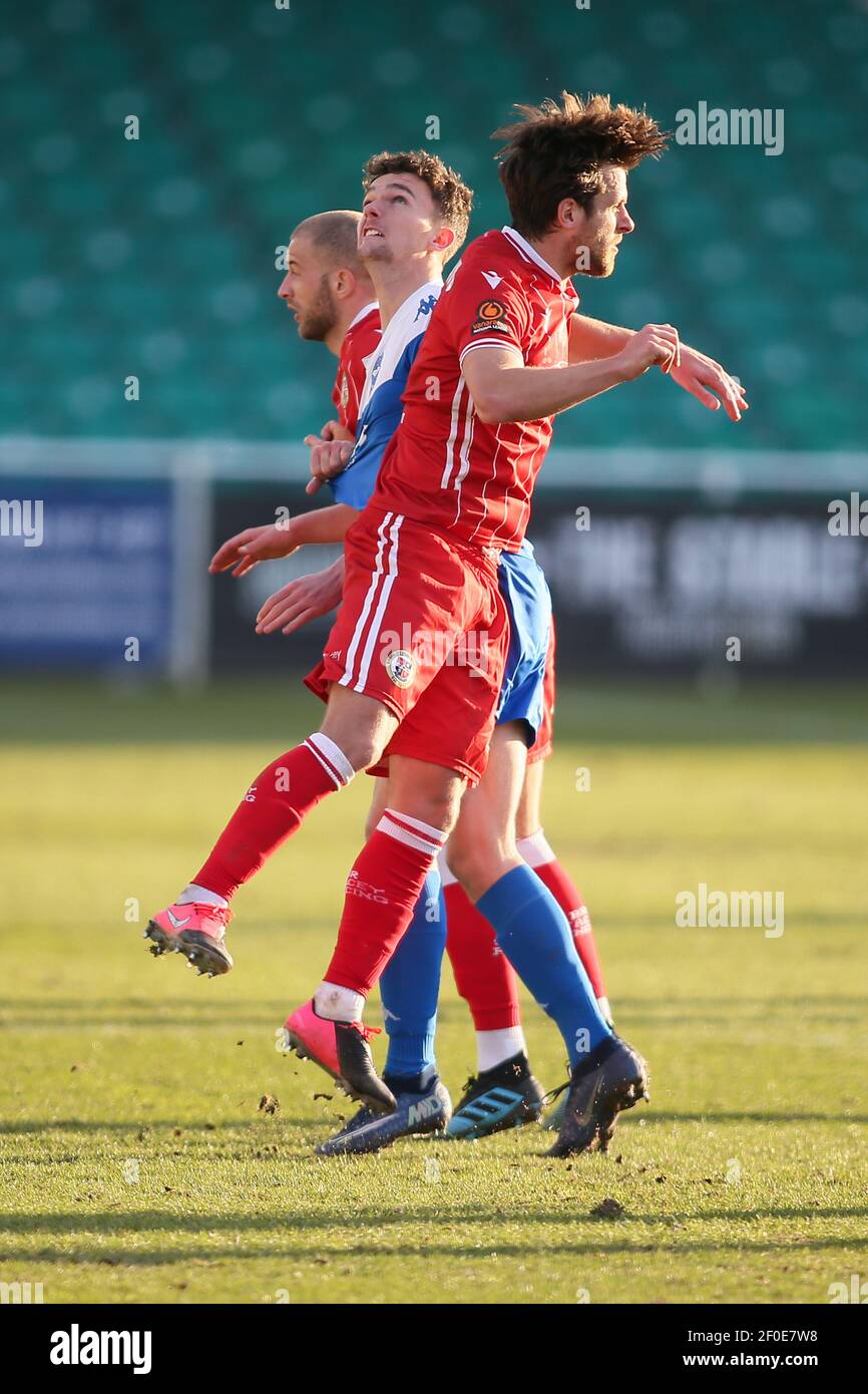 Eastleigh, UK. 06th Mar, 2021. Players fight for the ball during the ...