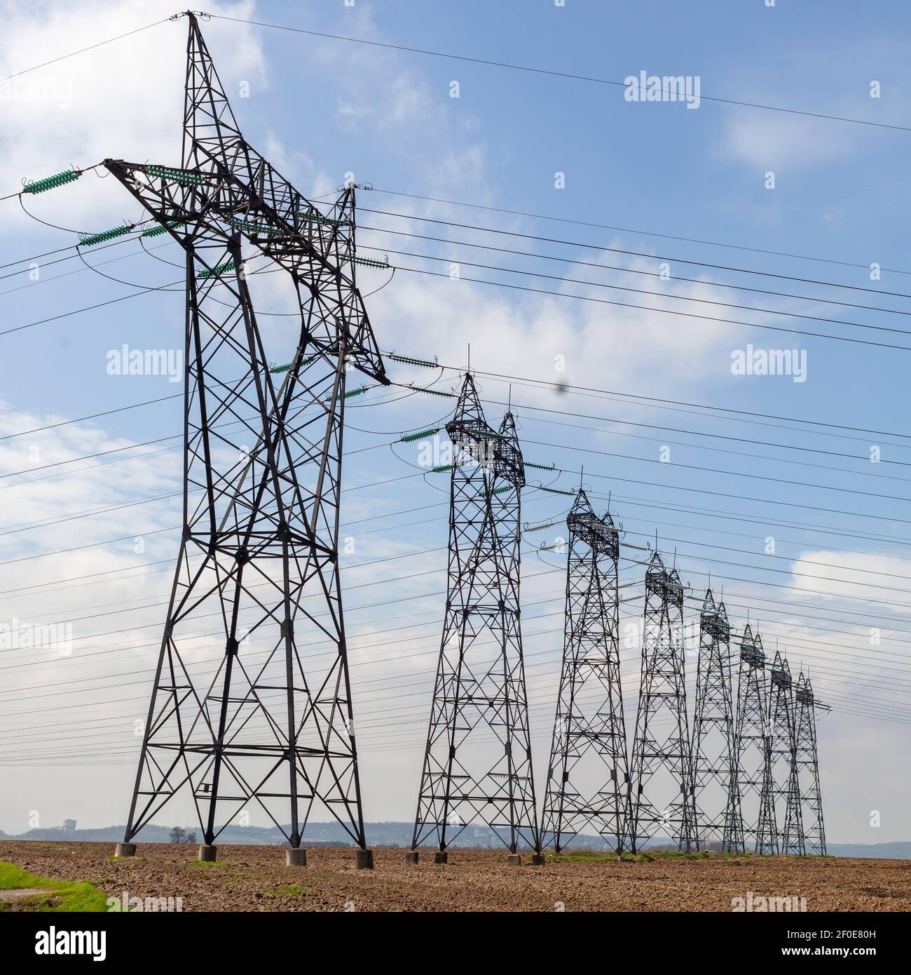 Power lines and poles Stock Photo - Alamy